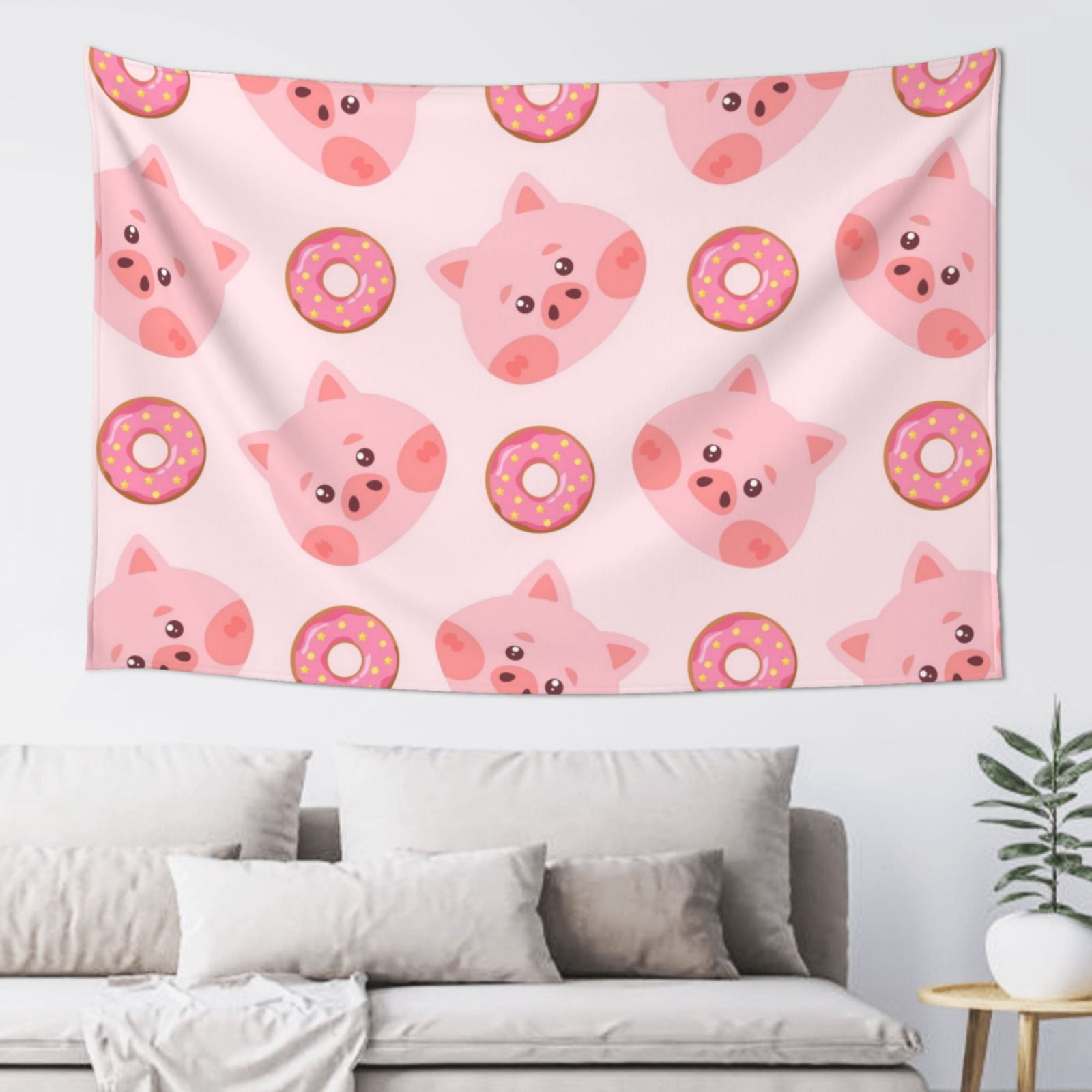 Easygdp Pigs Head And Donuts Tapestry Wall Hanging, Wall Tapestries for ...