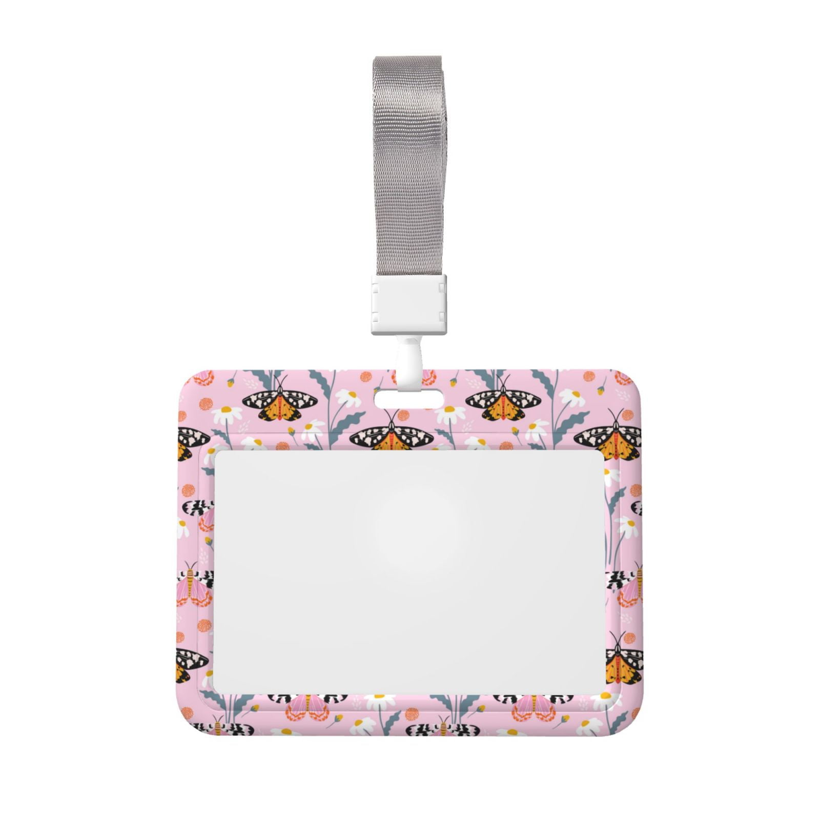 Easygdp Pink Butterfly Daisy Card Badge Holder Work Badge Sleeve for ...