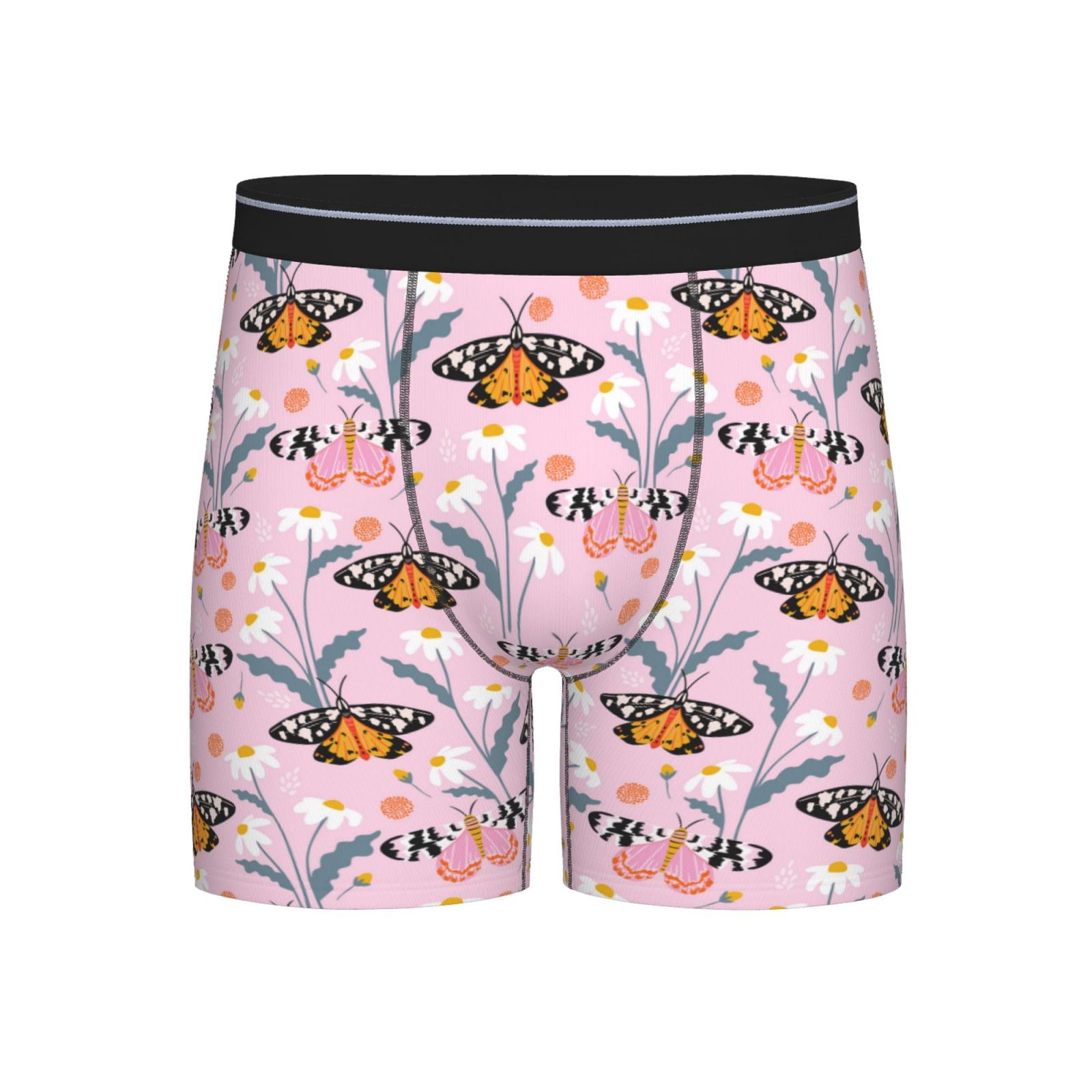 Easygdp Pink Butterfly Daisy Men's Boxer Briefs Men’s Underwear Boxer ...
