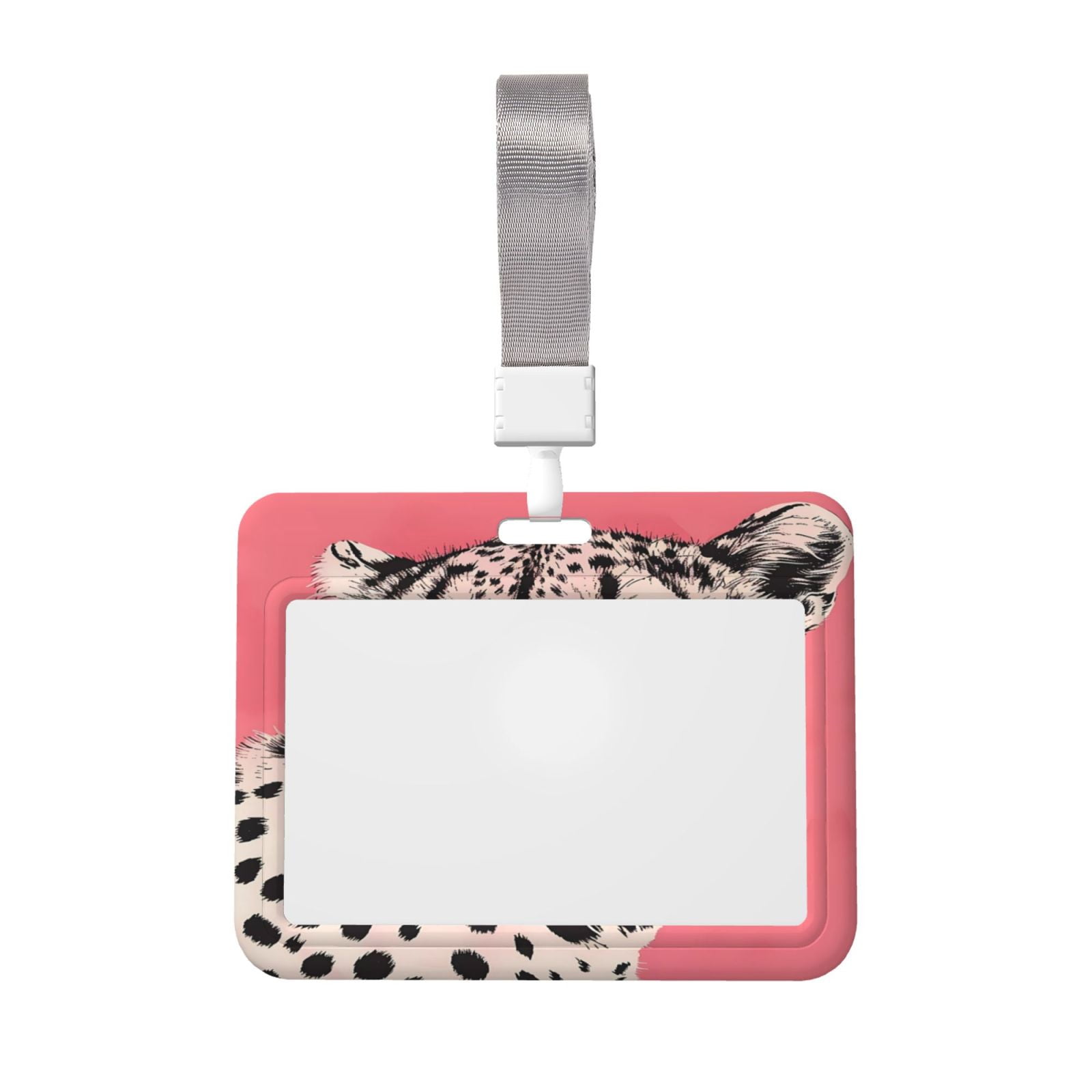 Easygdp Pink Cheetah Art Card Badge Holder Work Badge Sleeve for Office ...