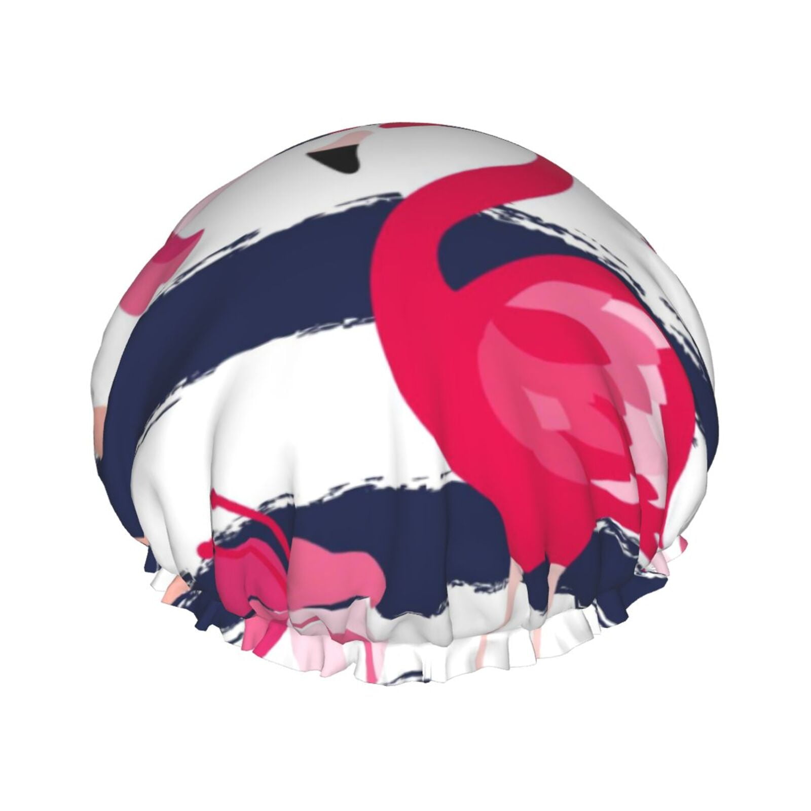 Easygdp Pink Flamingos Shower Caps for Women, Double Waterproof Layers ...