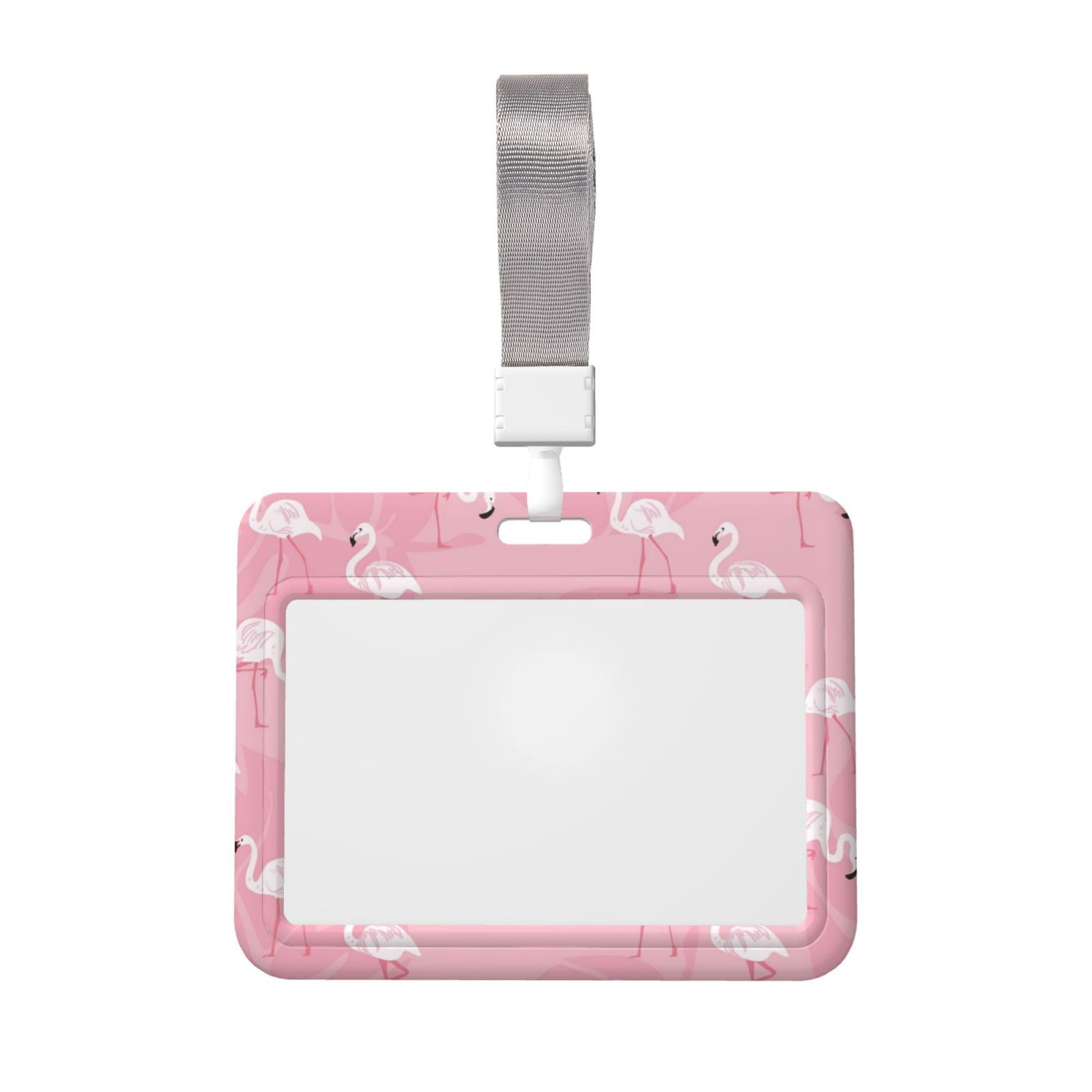 Easygdp Pink Flamingos and Flowers Card Badge Holder Work Badge Sleeve ...