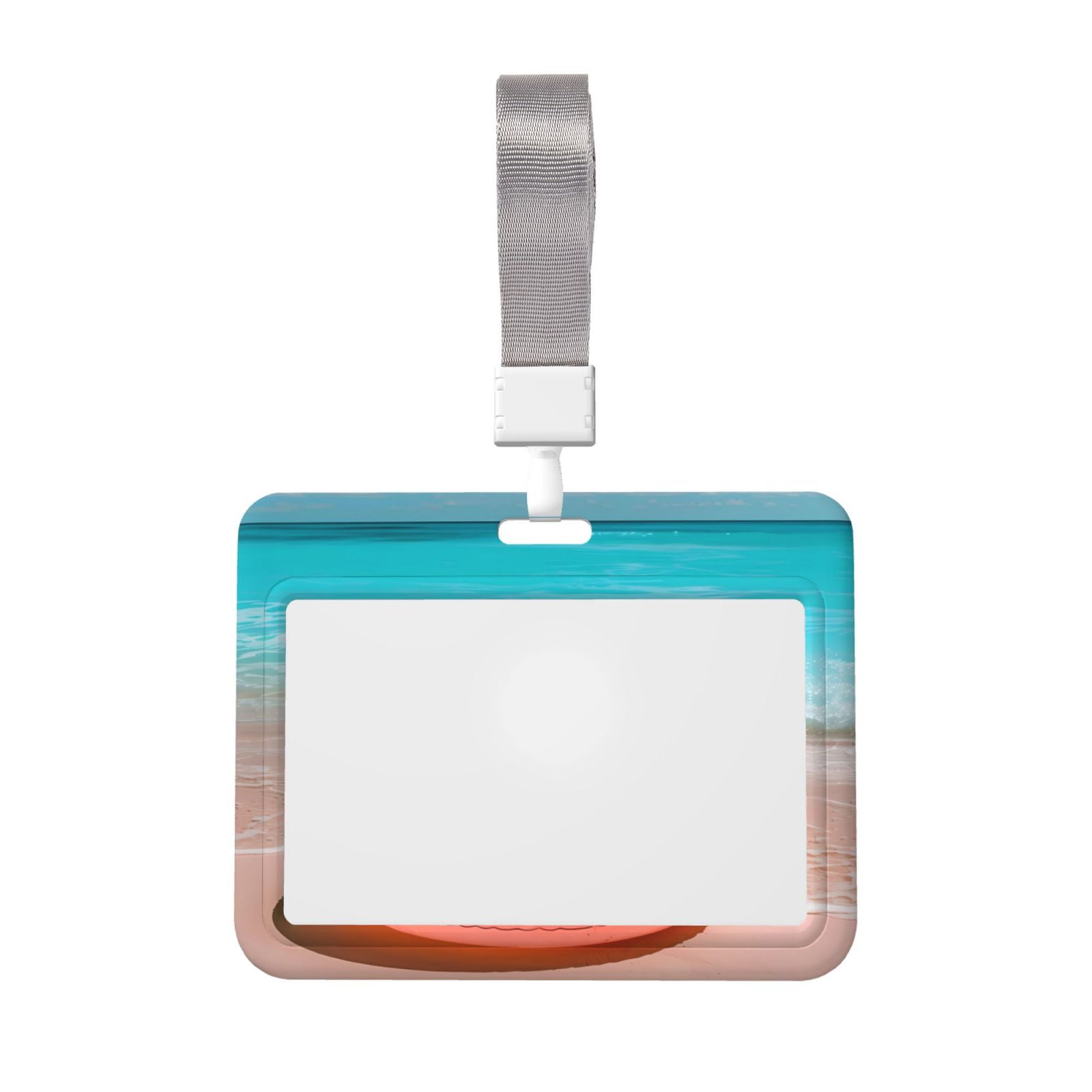 Easygdp Pink Float Ring On Beach Card Badge Holder Work Badge Sleeve ...