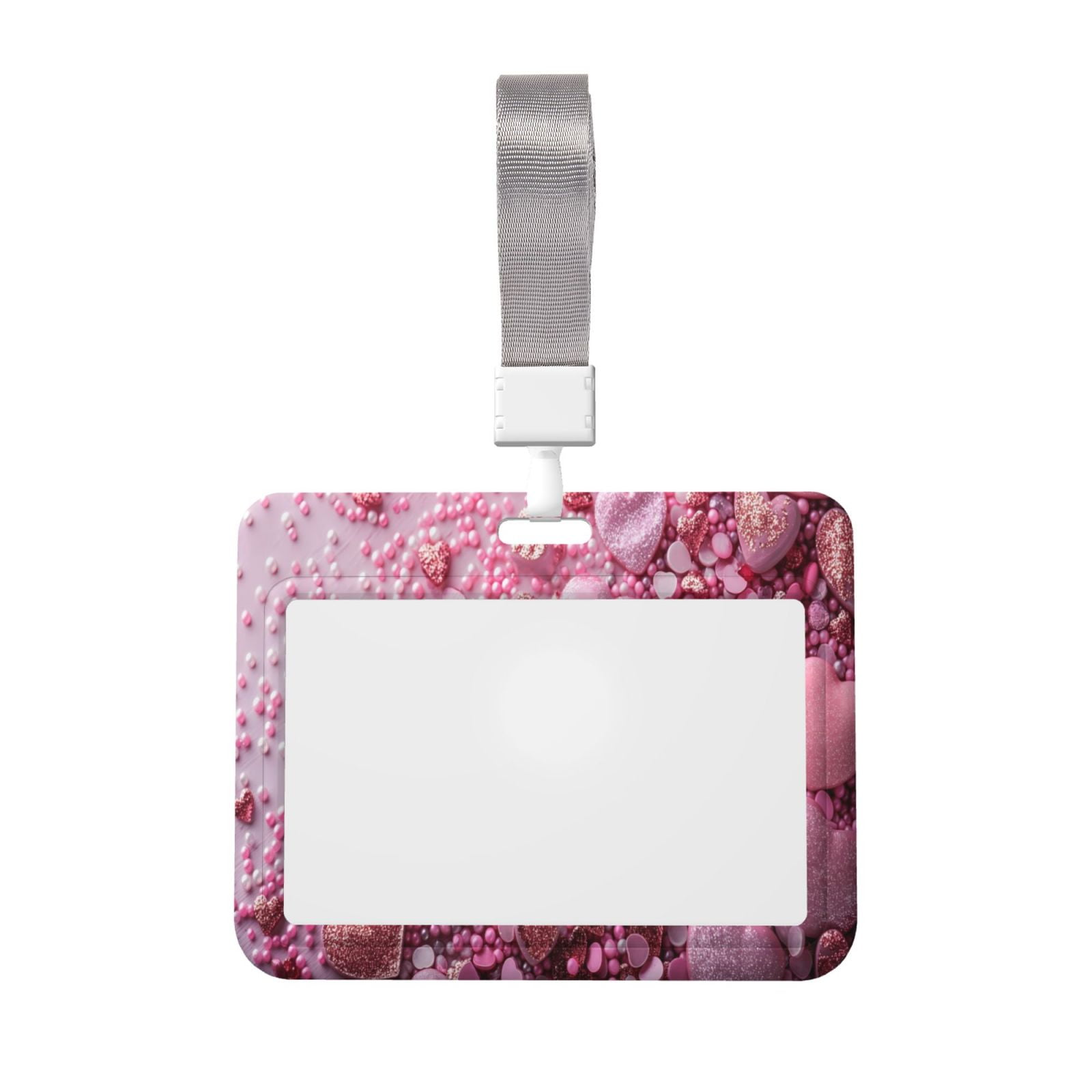 Easygdp Pink Glitter Heart Candy Card Badge Holder Work Badge Sleeve ...