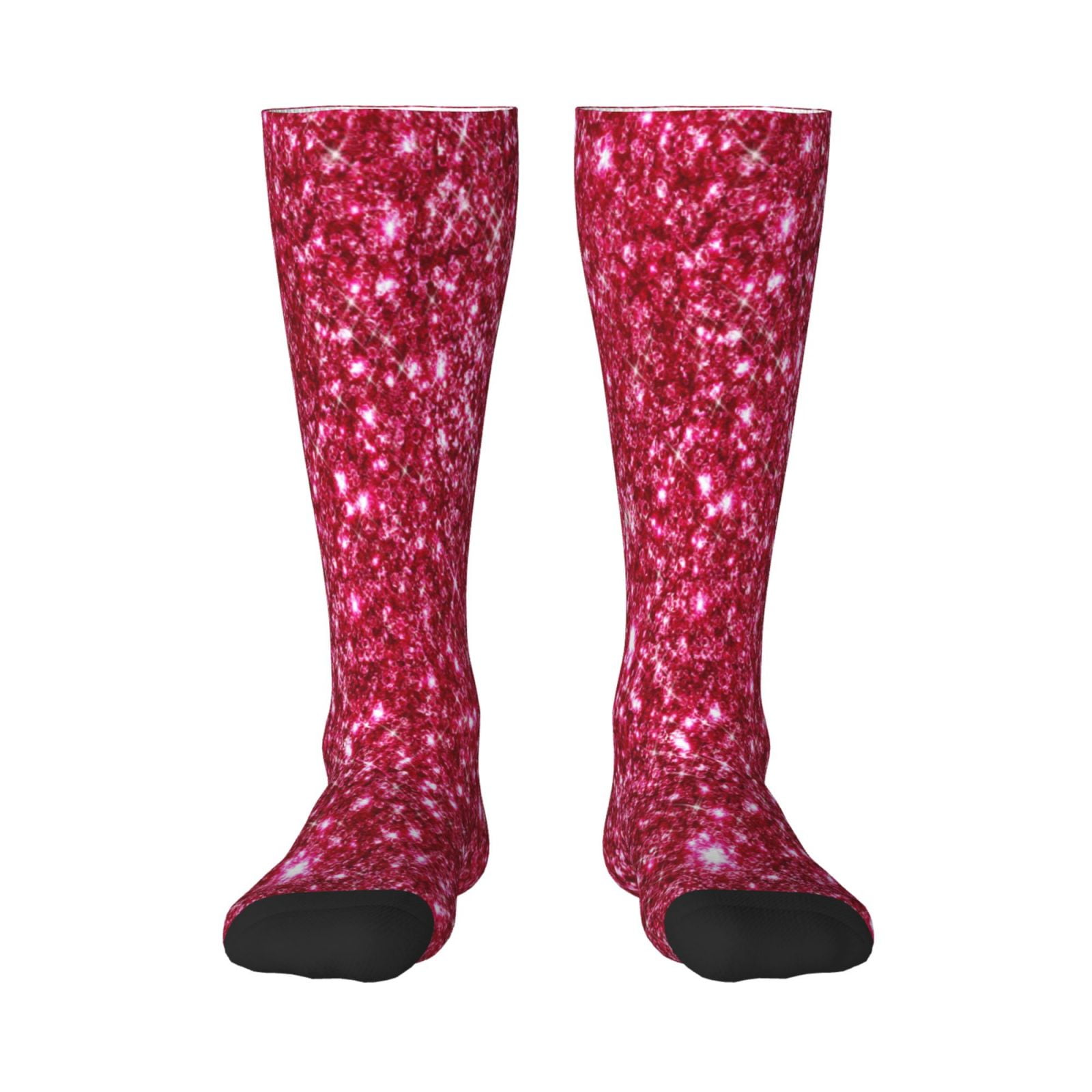 Easygdp Pink Glitter Sport Knee High Socks Soccer Socks Calf ...