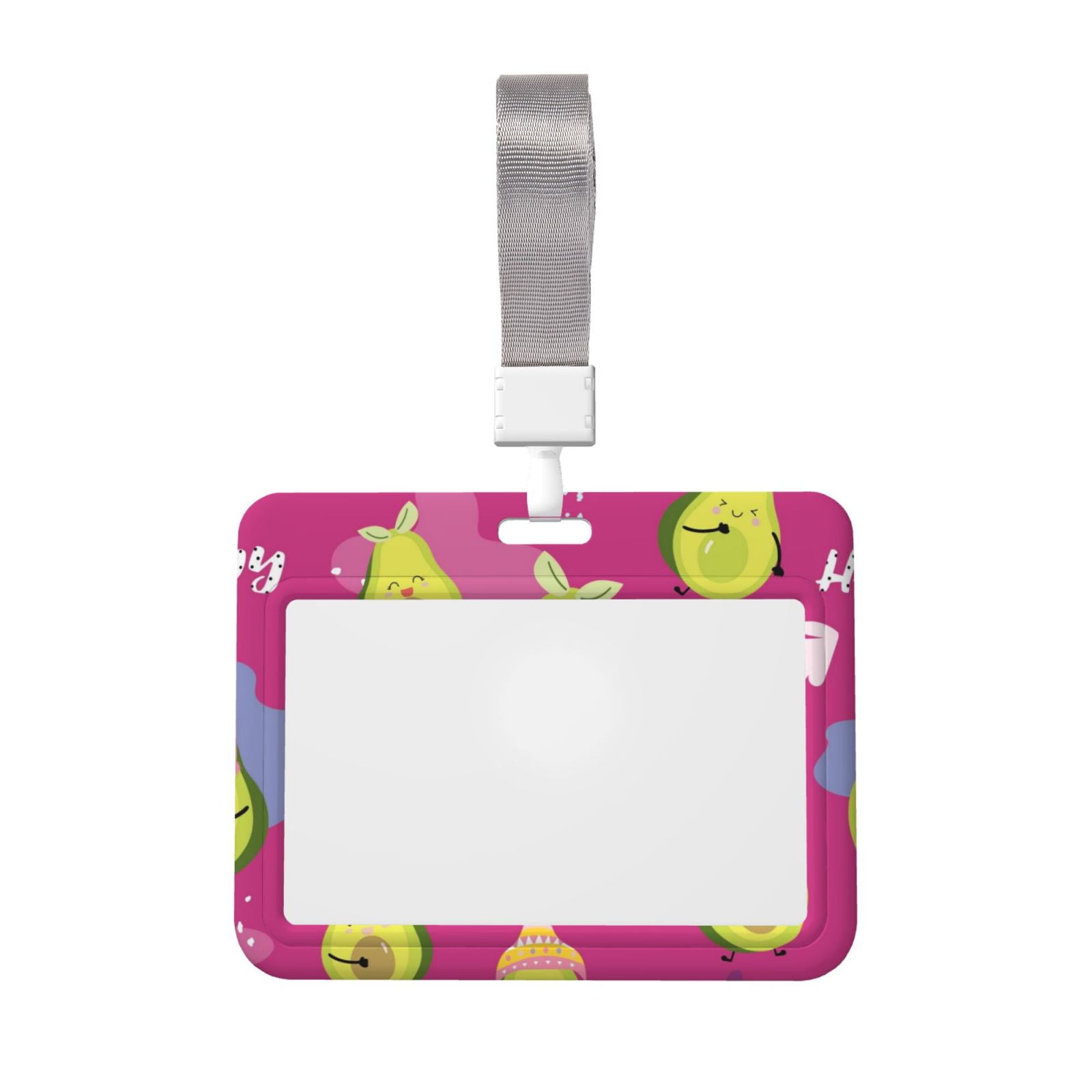 Easygdp Pink Green Avocado Card Badge Holder Work Badge Sleeve for ...