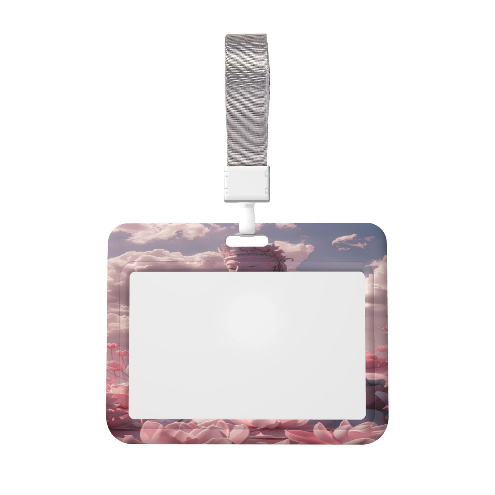 Easygdp Pink Lotus Buddha Card Badge Holder Work Badge Sleeve for ...