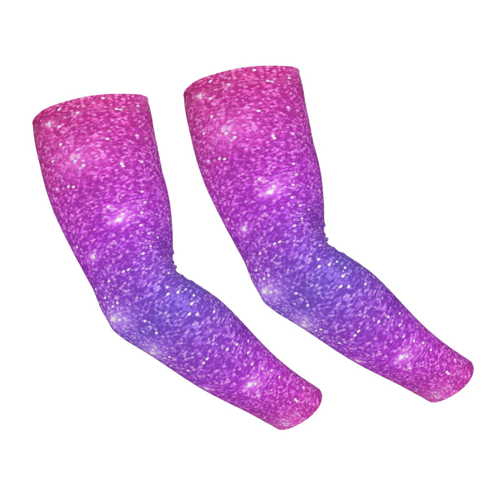 Easygdp Pink Purple Glitter Adult Ice Silk Sunscreen Arm Cover with ...