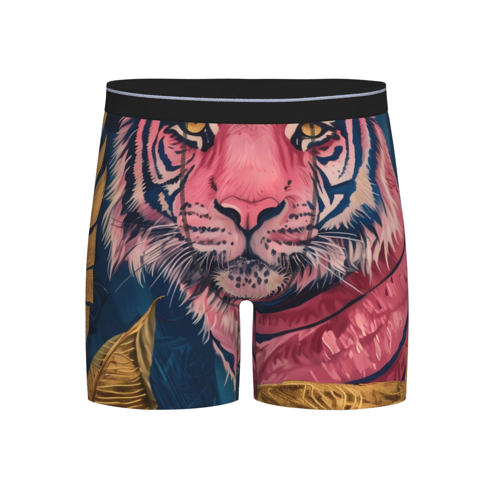 Easygdp Pink Tiger Gold Leaves Men's Boxer Briefs Men’s Underwear Boxer ...
