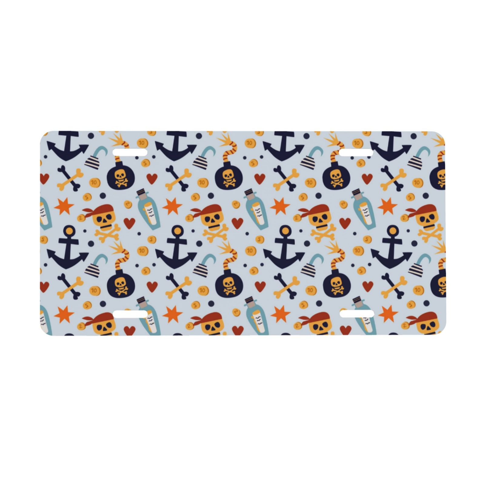 Easygdp Pirate Skull And Anchor License Plate Car Front License Plate ...