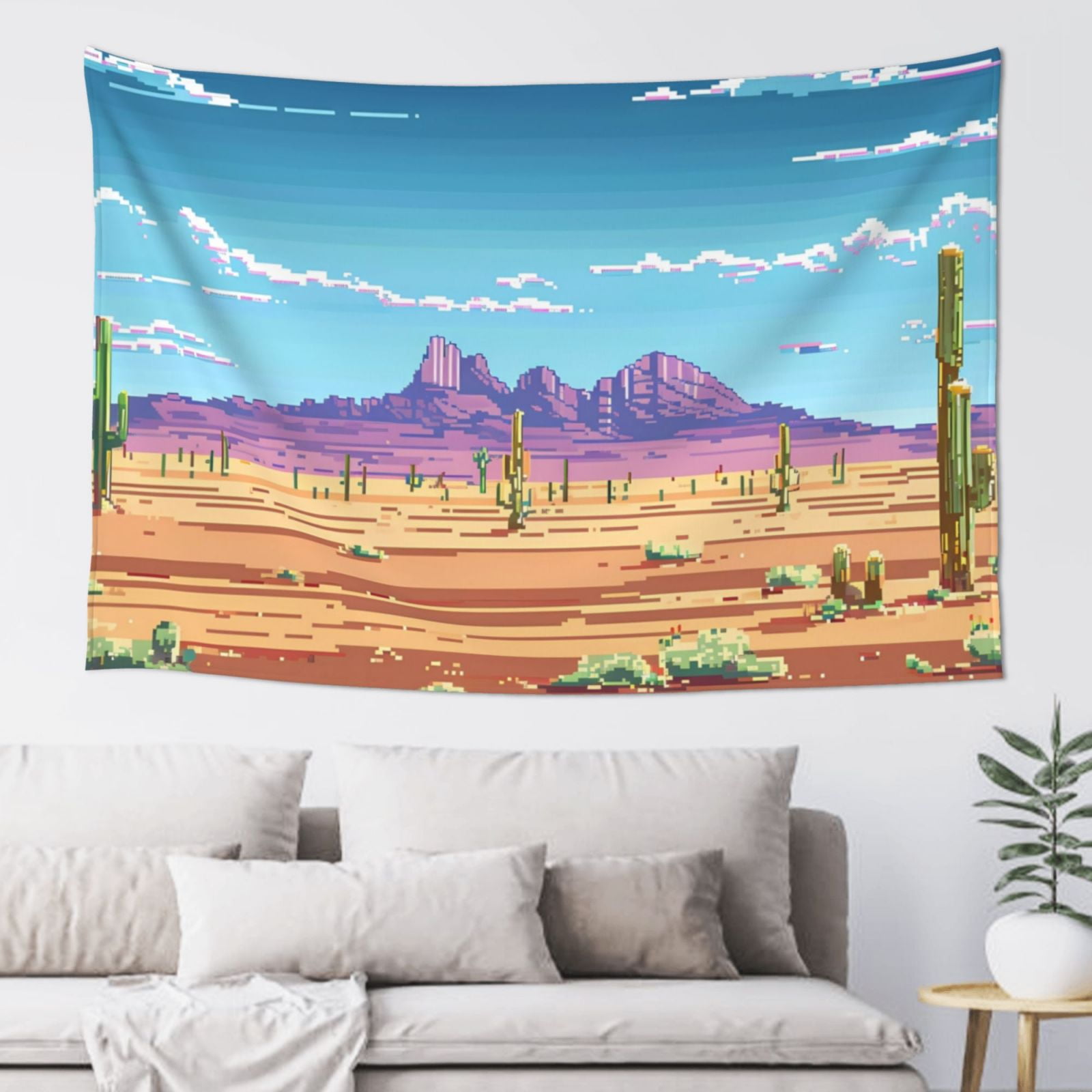 Easygdp Pixel Desert Landscape Tapestry Wall Hanging, Wall Tapestries ...