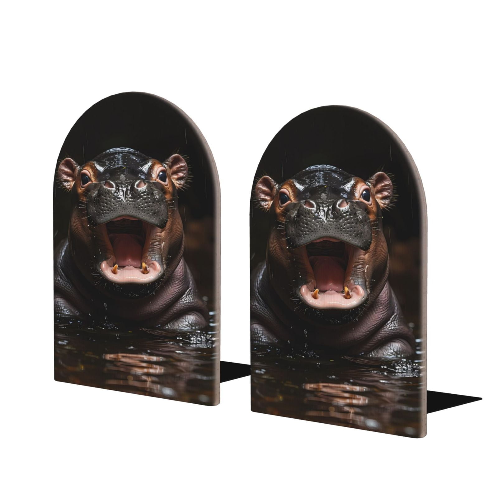 Easygdp Playful Baby Hippo Splash 2 Pcs Bookend Large Capacity Office ...