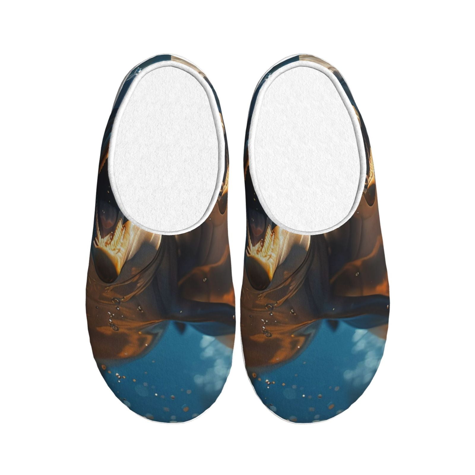 Easygdp Playful Dolphins Underwater Slippers for Women Mens Winter Warm ...