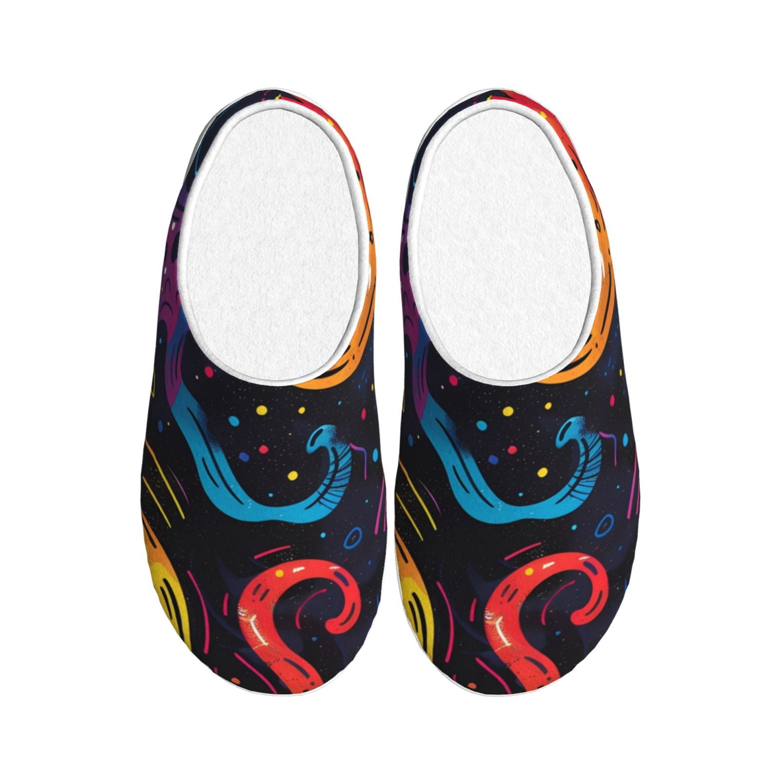 Easygdp Playful Ghosts Night Sky Slippers for Women Mens Winter Warm ...