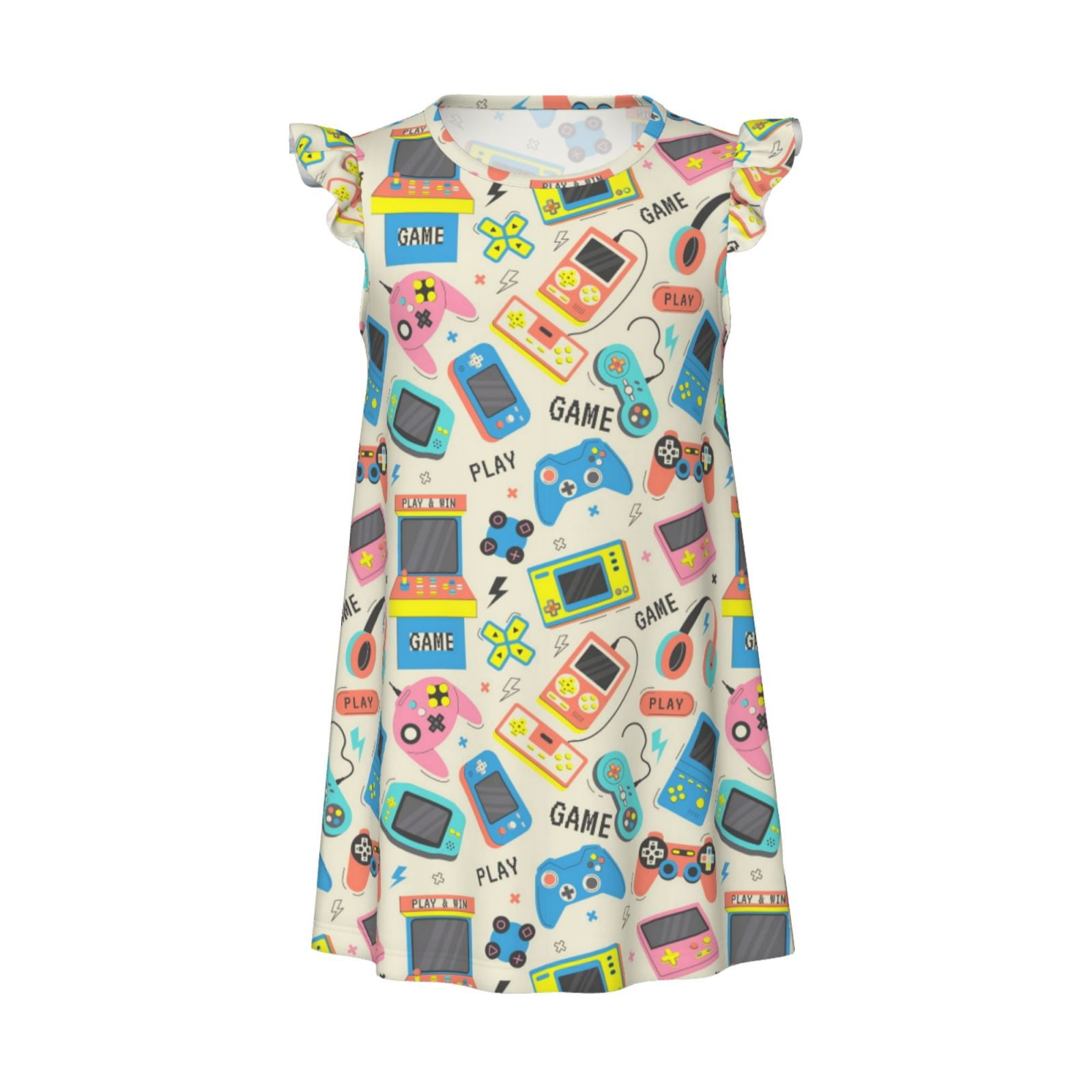 Easygdp Playing Video Games Girls Pajamas Dress, Princess Nightgown for ...