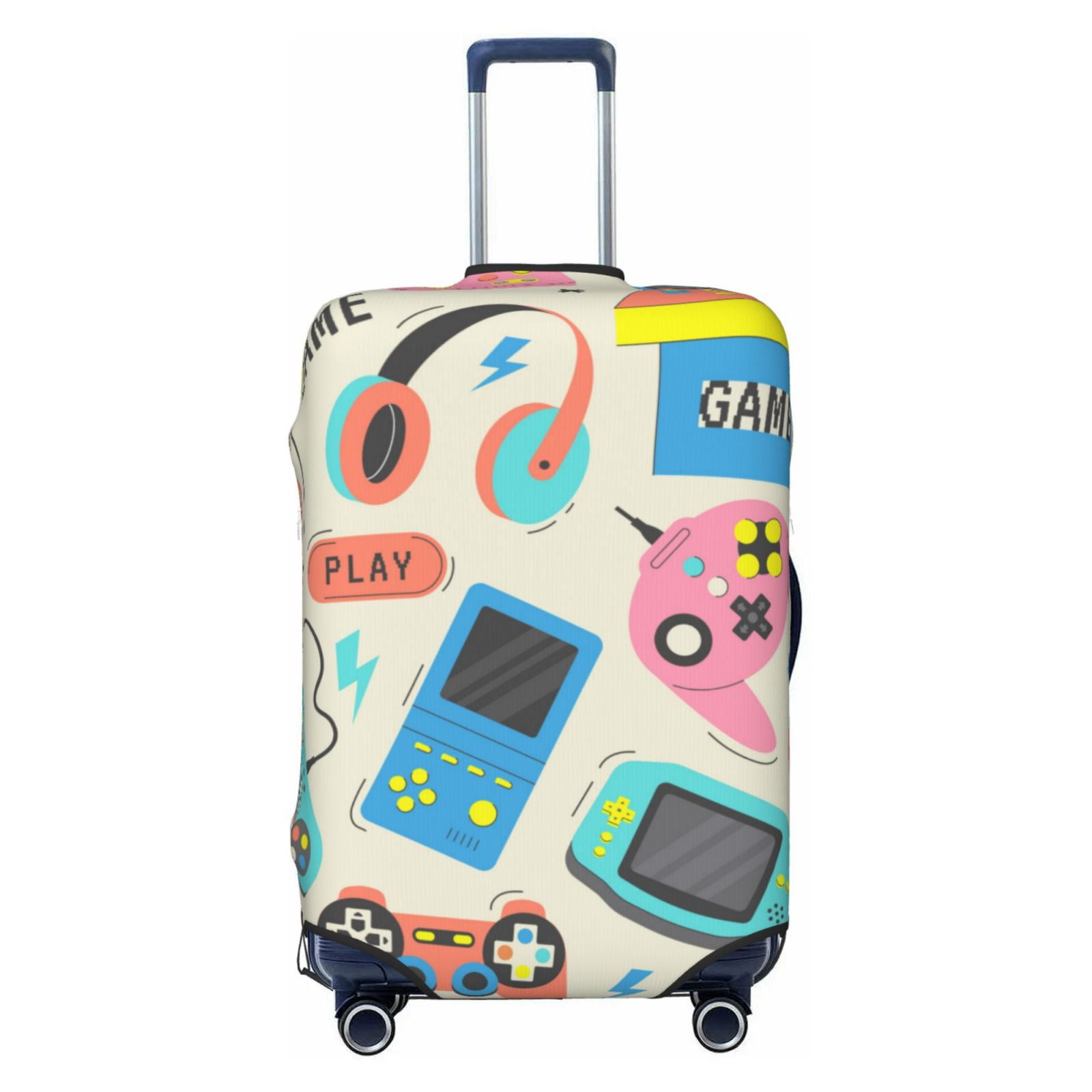 Easygdp Playing Video Games Print Elastic and Washable Suitcase ...