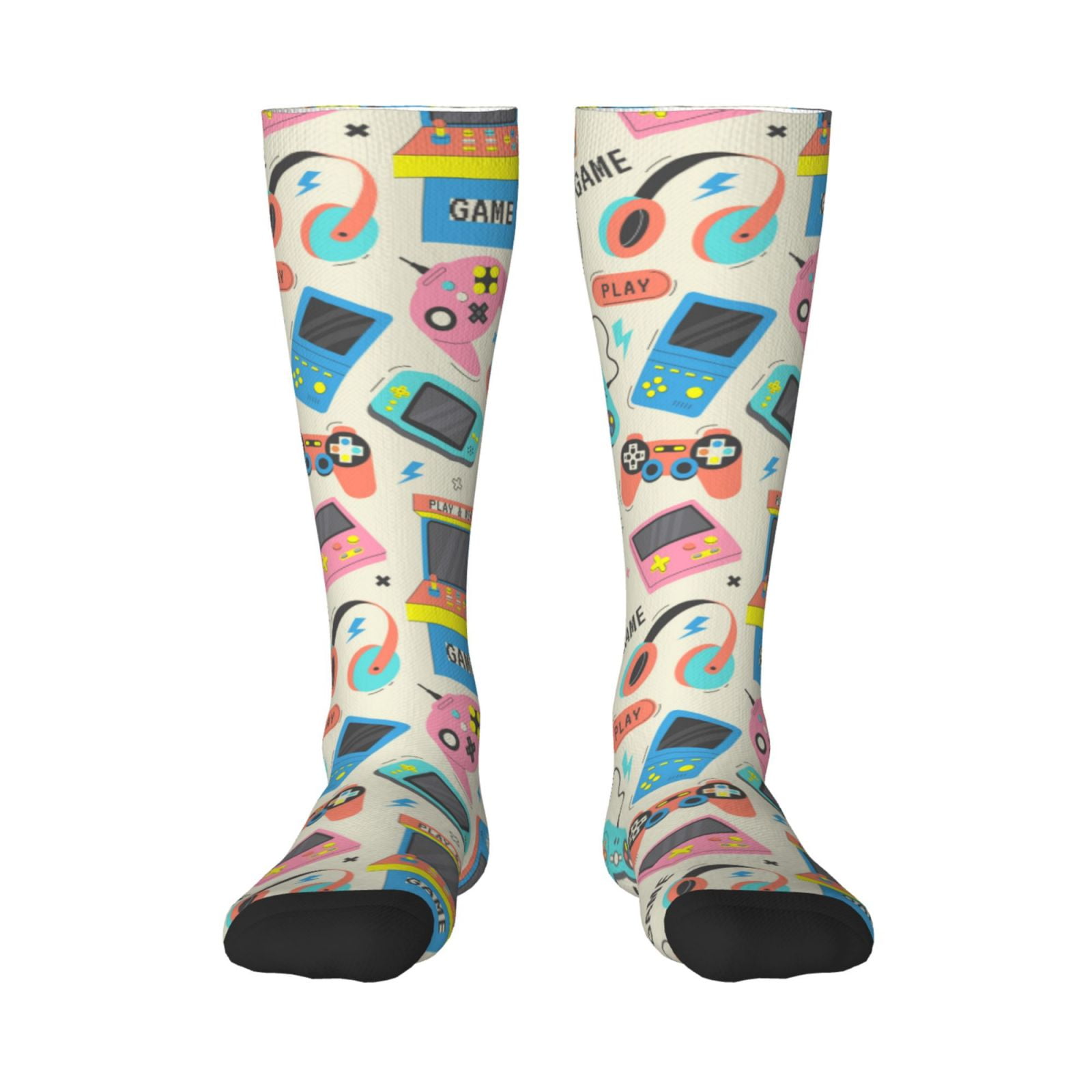 Easygdp Playing Video Games Soccer Socks Sport Knee High Socks Calf ...