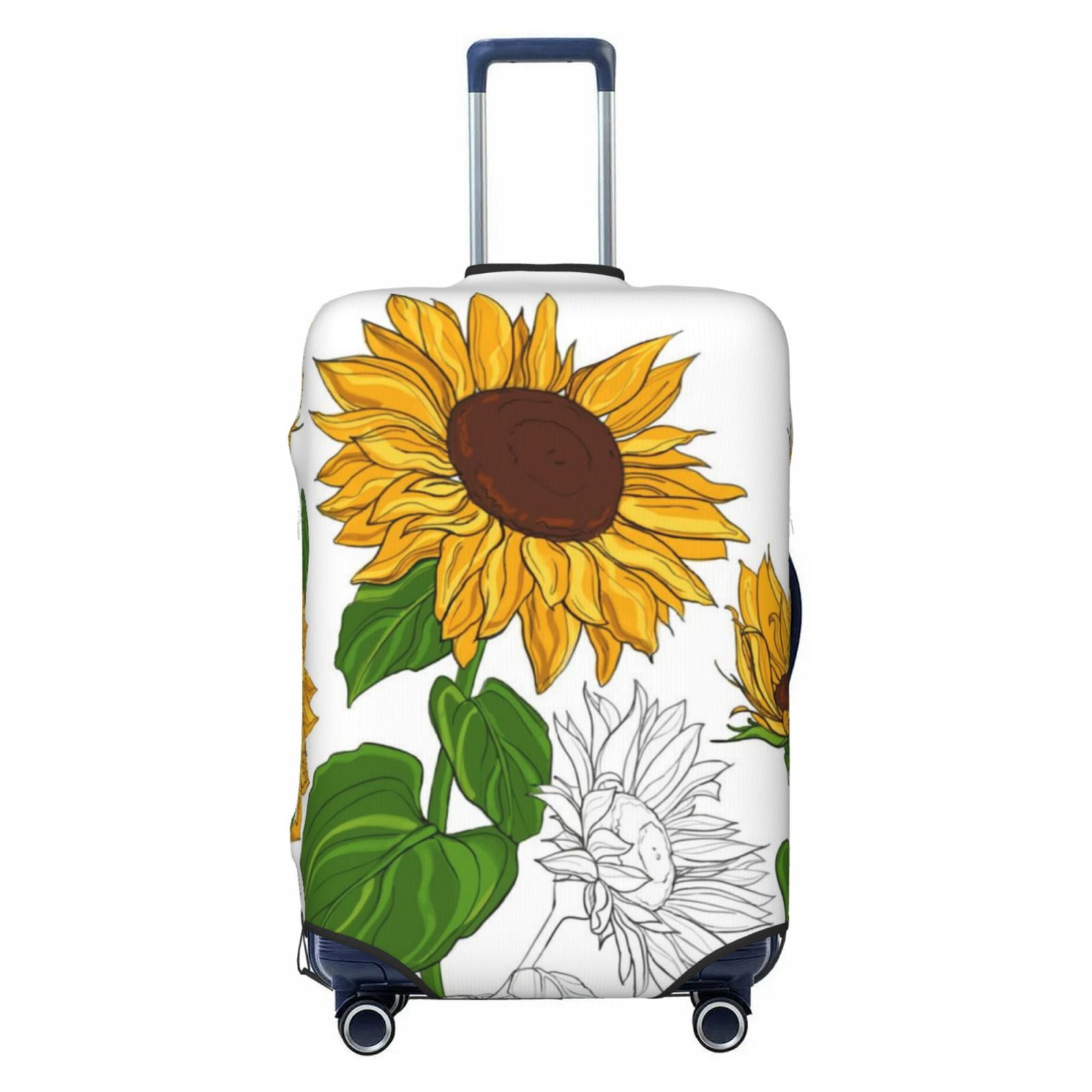 Easygdp Plump Sunflower And Sketch Print Elastic and Washable Suitcase ...