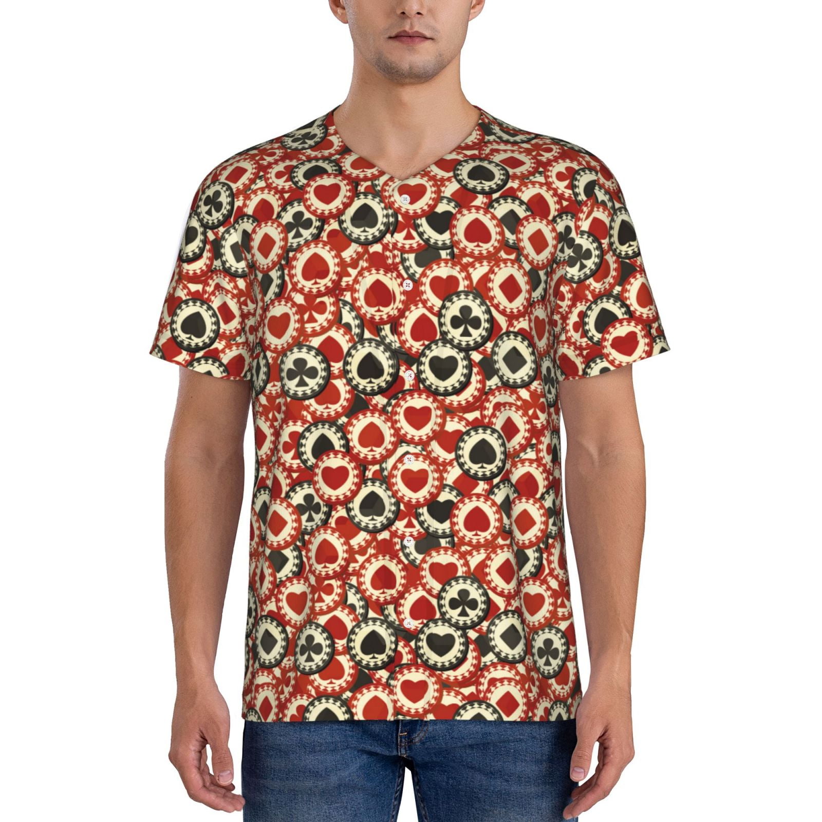 Easygdp Poker Chips Mens T-Shirts Baseball Vintage Fashionable ...