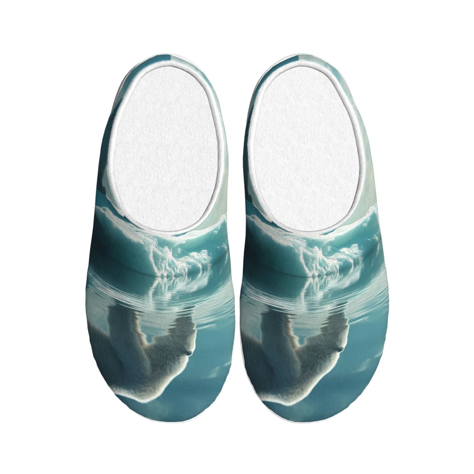 Easygdp Polar Bear On Iceberg Slippers for Women Mens Winter Warm Home ...