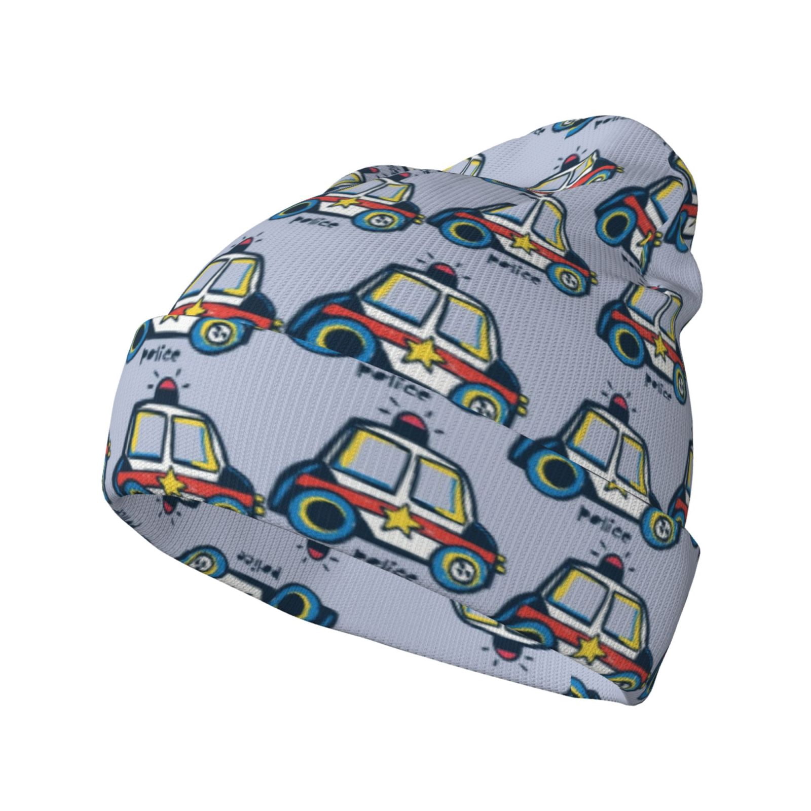 Easygdp Police Car Winter Beanie for Men Women Beanie Knit Hat Cuffed ...