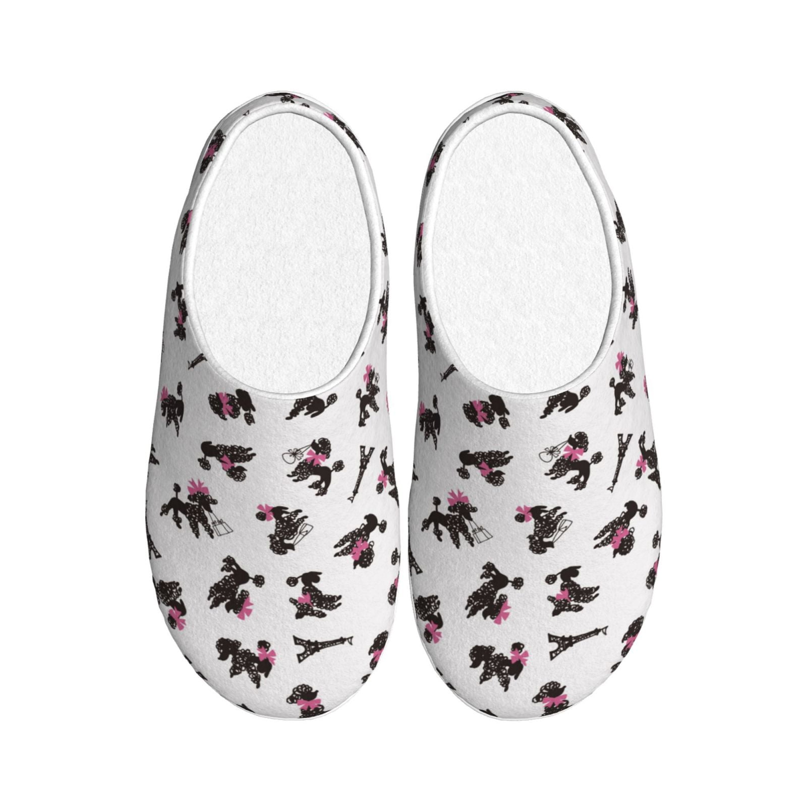 Easygdp Poodle Dog Slippers for Women Mens Winter Warm Home Slippers ...