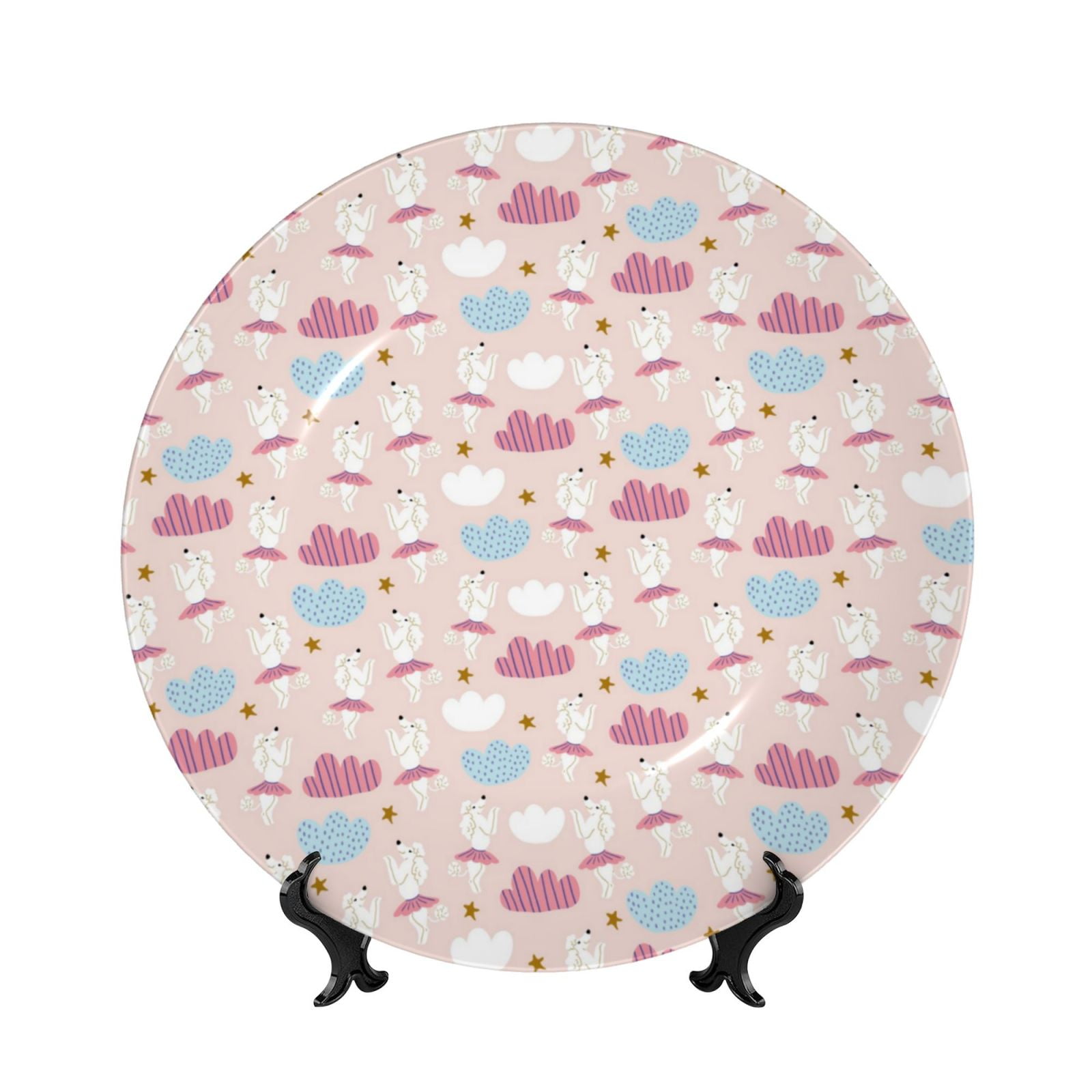 Easygdp Poodle In Ballet Skirts Dancing Bone China Decorative Plate ...