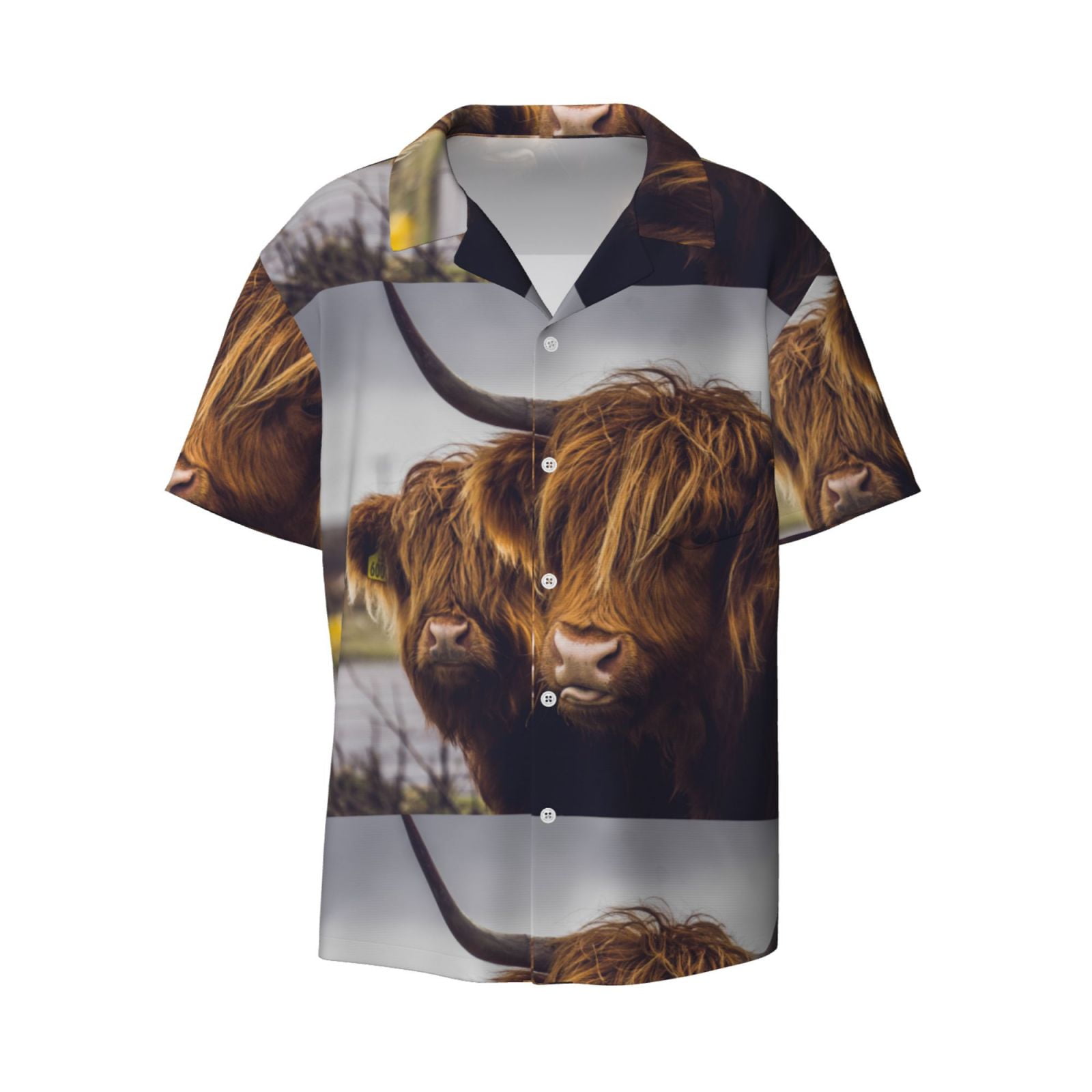 Easygdp Portrait Of Highland Cow With Its Baby Cow Men's Casual Short ...