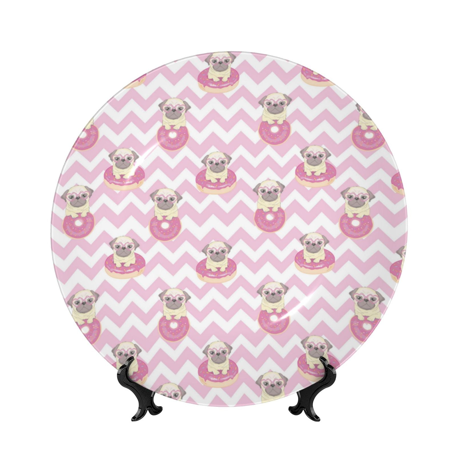 Easygdp Pug And Donut Bone China Decorative Plate Ceramic Dinner Plates ...