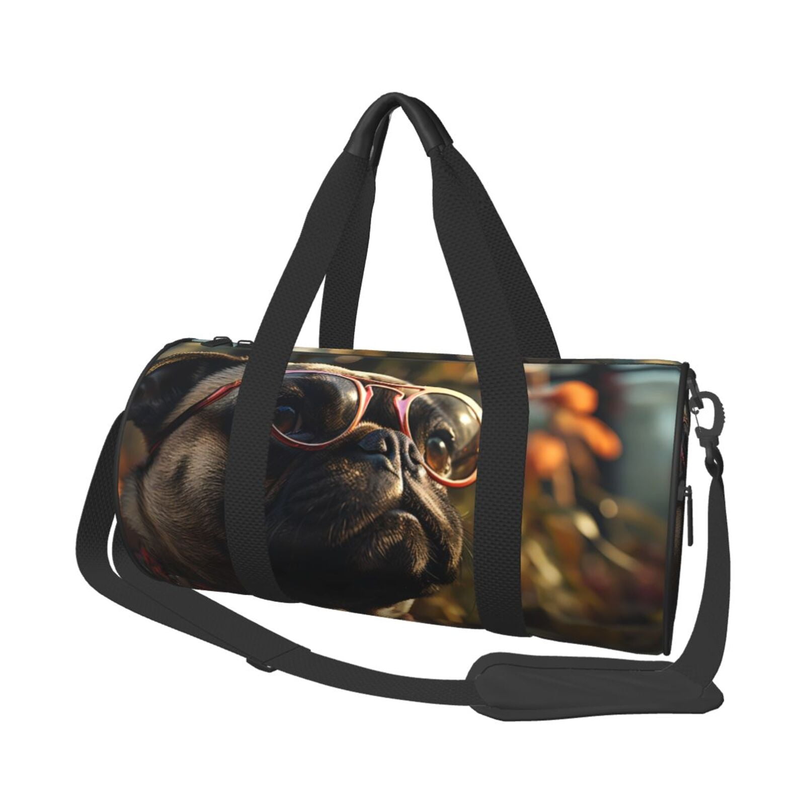 Easygdp Pug Wearing Sunglasses Flowers Travel Duffle Bag,Carry on Bag ...