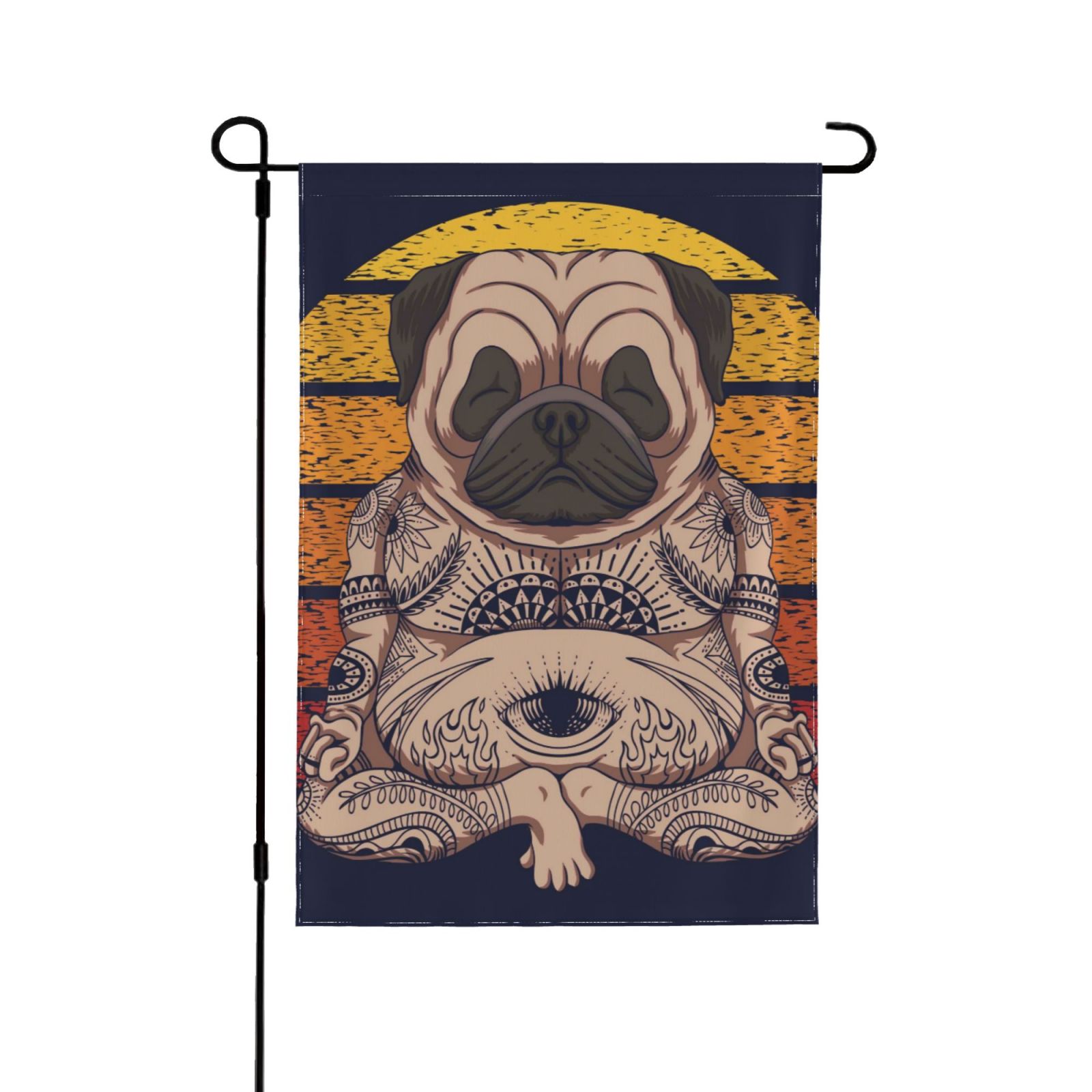 Easygdp Pug dog Yoga Garden Flag Yard Flag Welcome Flag, Double-Sided, Weather Resistant for ...