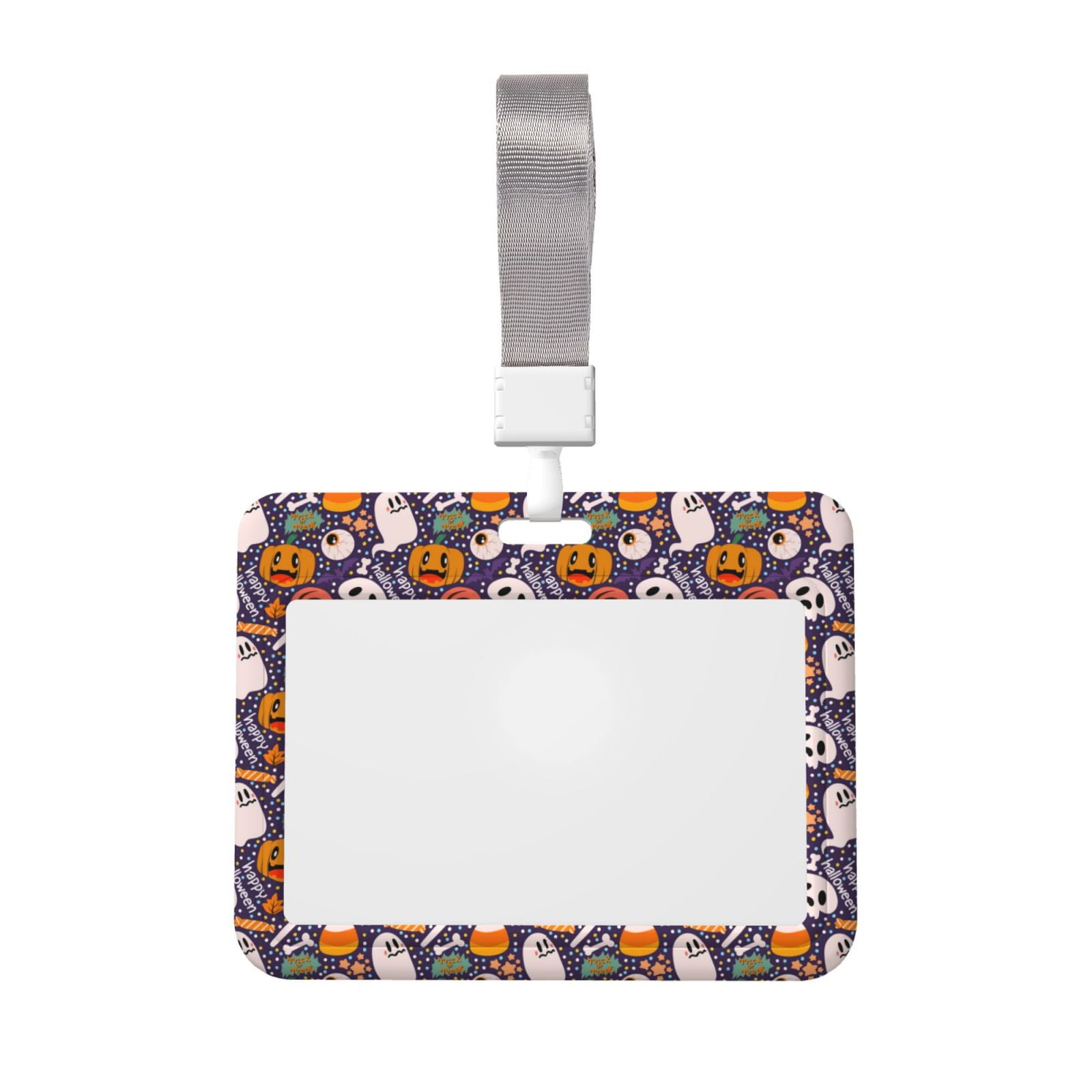 Easygdp Pumpkin And Flying Bat1 Card Badge Holder Work Badge Sleeve for ...