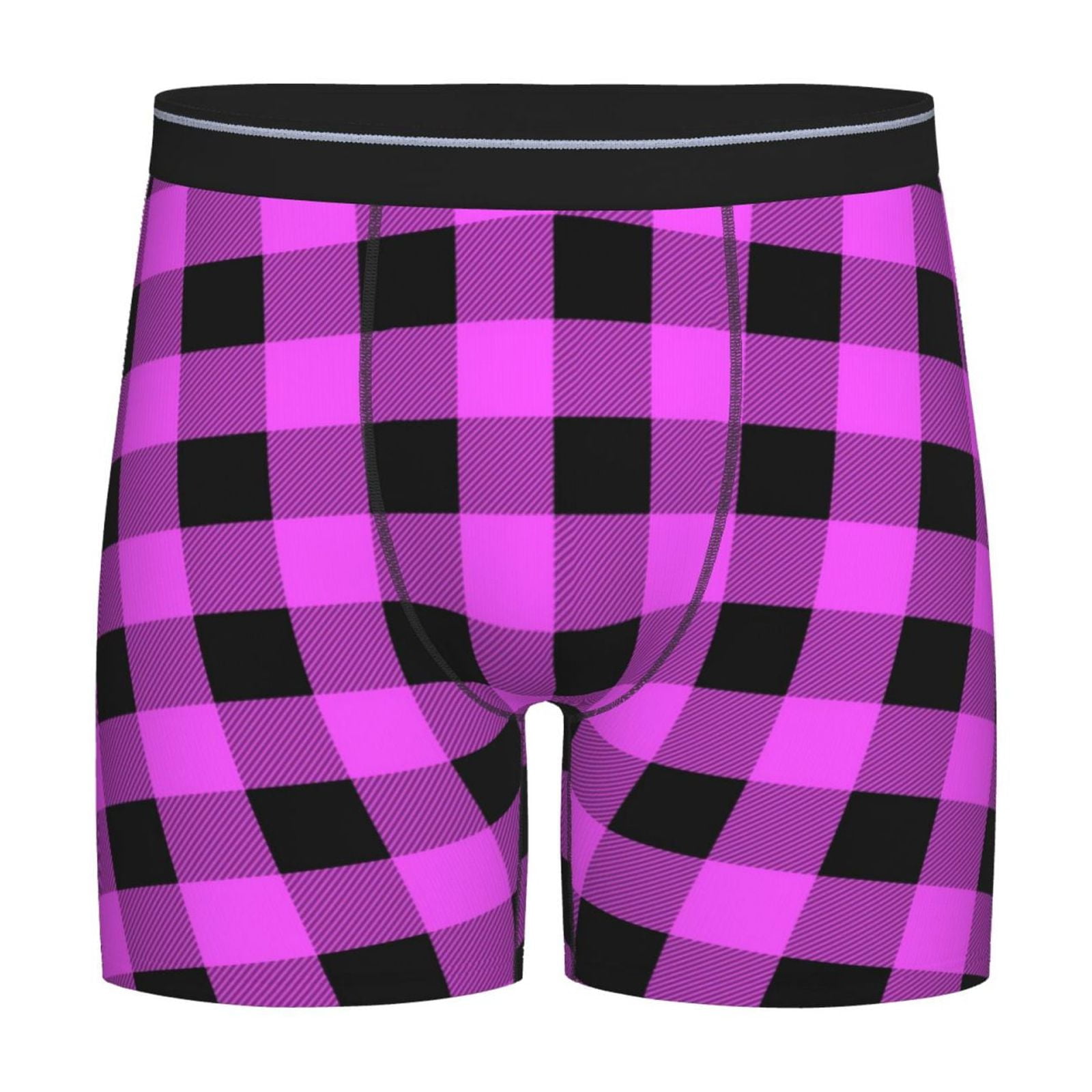 Easygdp Purple Black Buffalo Plaid Men's Boxer Briefs Men’s Underwear ...