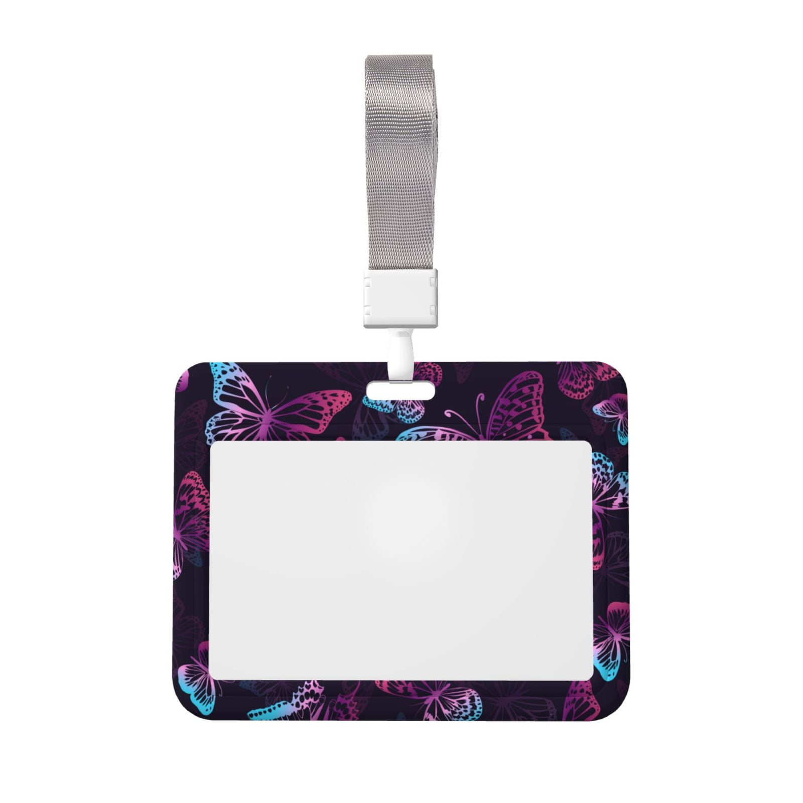 Easygdp Purple Butterfly Card Badge Holder Work Badge Sleeve for Office ...