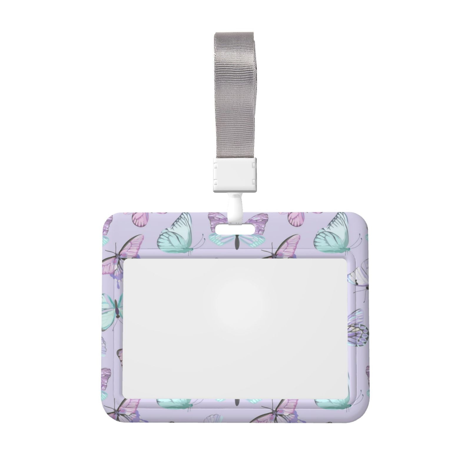 Easygdp Purple Butterfly Card Badge Holder Work Badge Sleeve for Office ...
