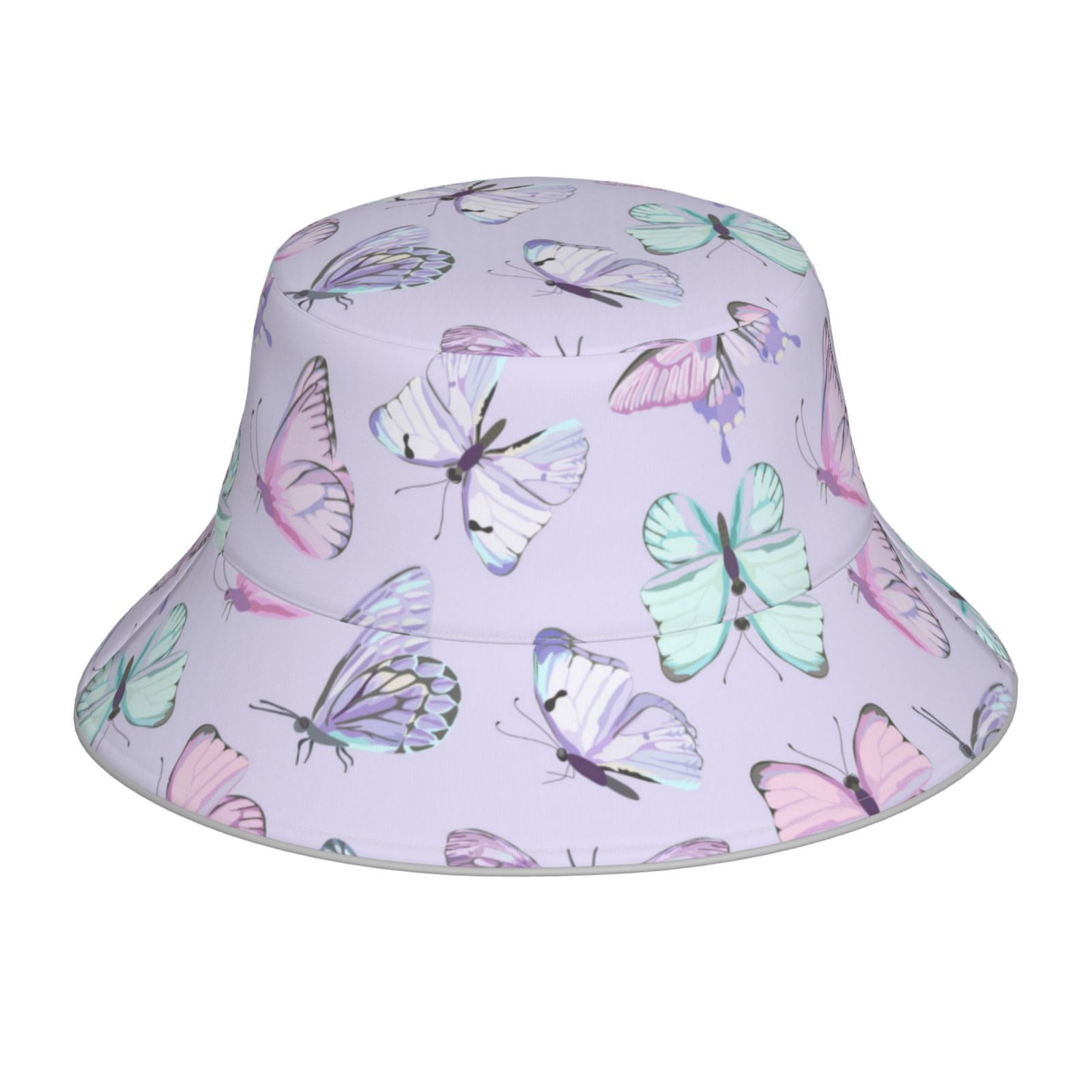 Easygdp Purple Butterfly Double-Sided Reflective Fisherman Hat for ...