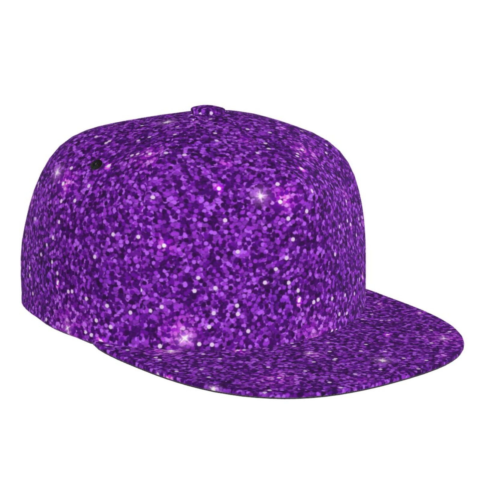Easygdp Purple Glitter Baseball Cap with Adjustable Flat Suitable for ...