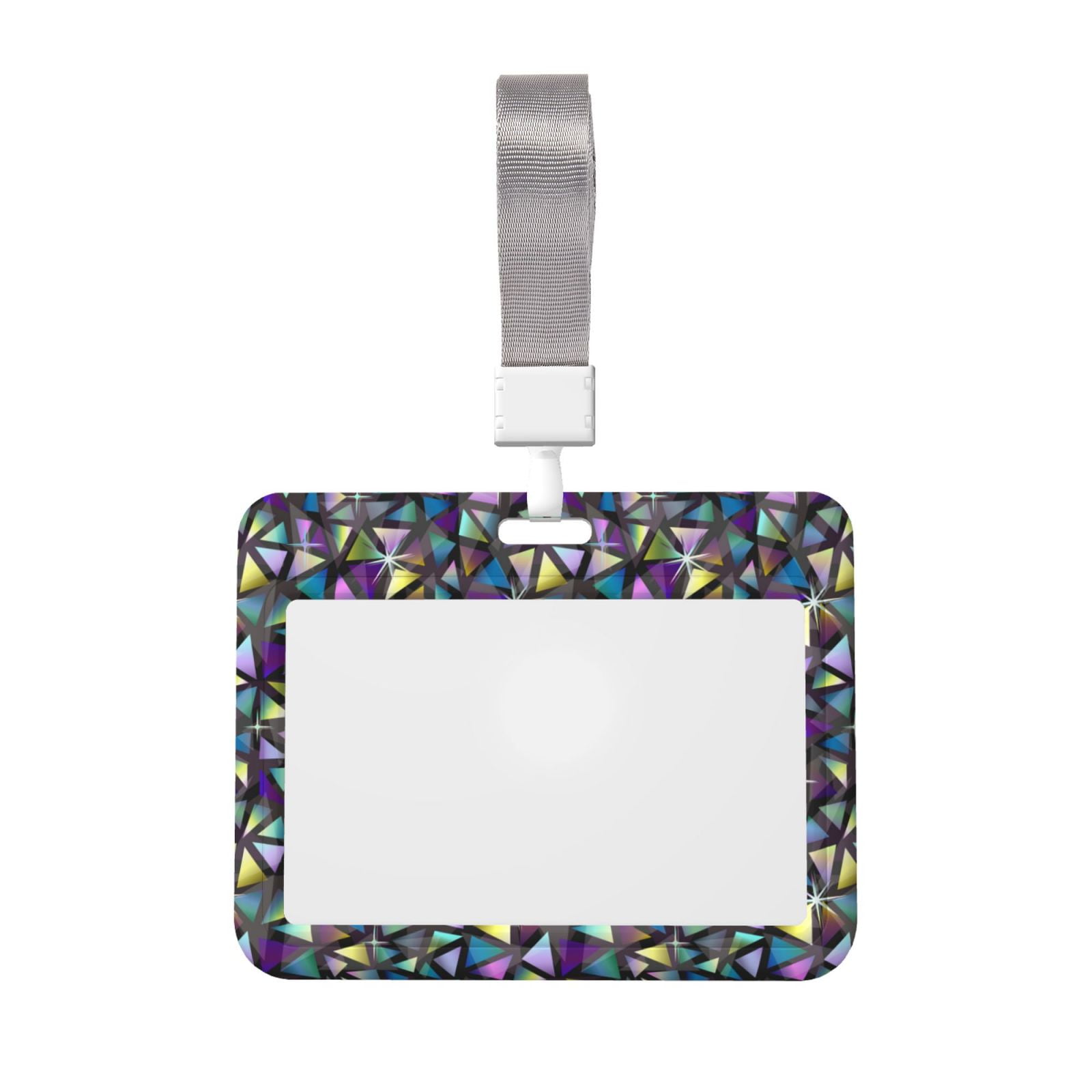 Easygdp Purple-Gold Triangles Card Badge Holder Work Badge Sleeve for ...