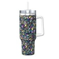Easygdp Purple-Gold Triangles Insulated Stainless Steel Hot/Cold Coffee ...