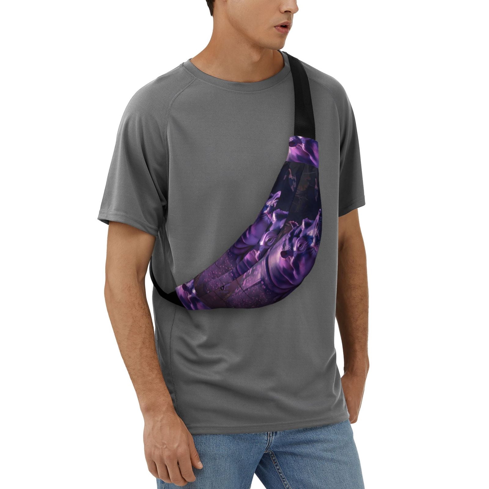 Easygdp Purple Hippo In Water Fanny Pack for Men Women,Fashion Waist ...