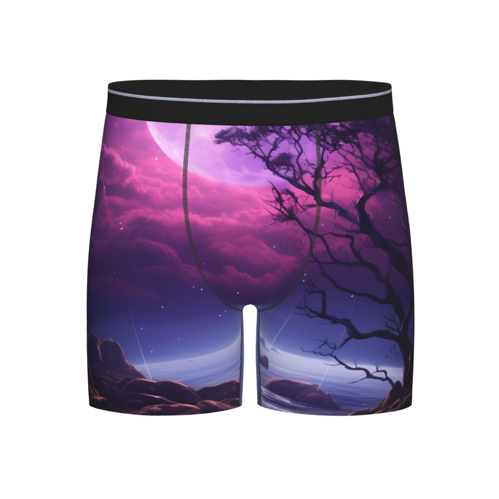 Easygdp Purple Moon Tree Night Sky Men's Boxer Briefs Men’s Underwear ...