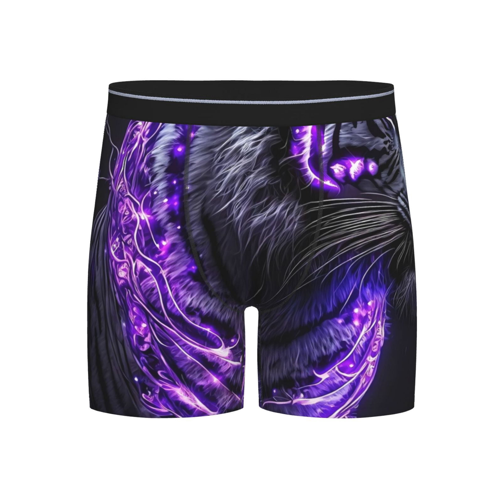 Easygdp Purple Plant White Tiger Men's Boxer Briefs Men’s Underwear ...