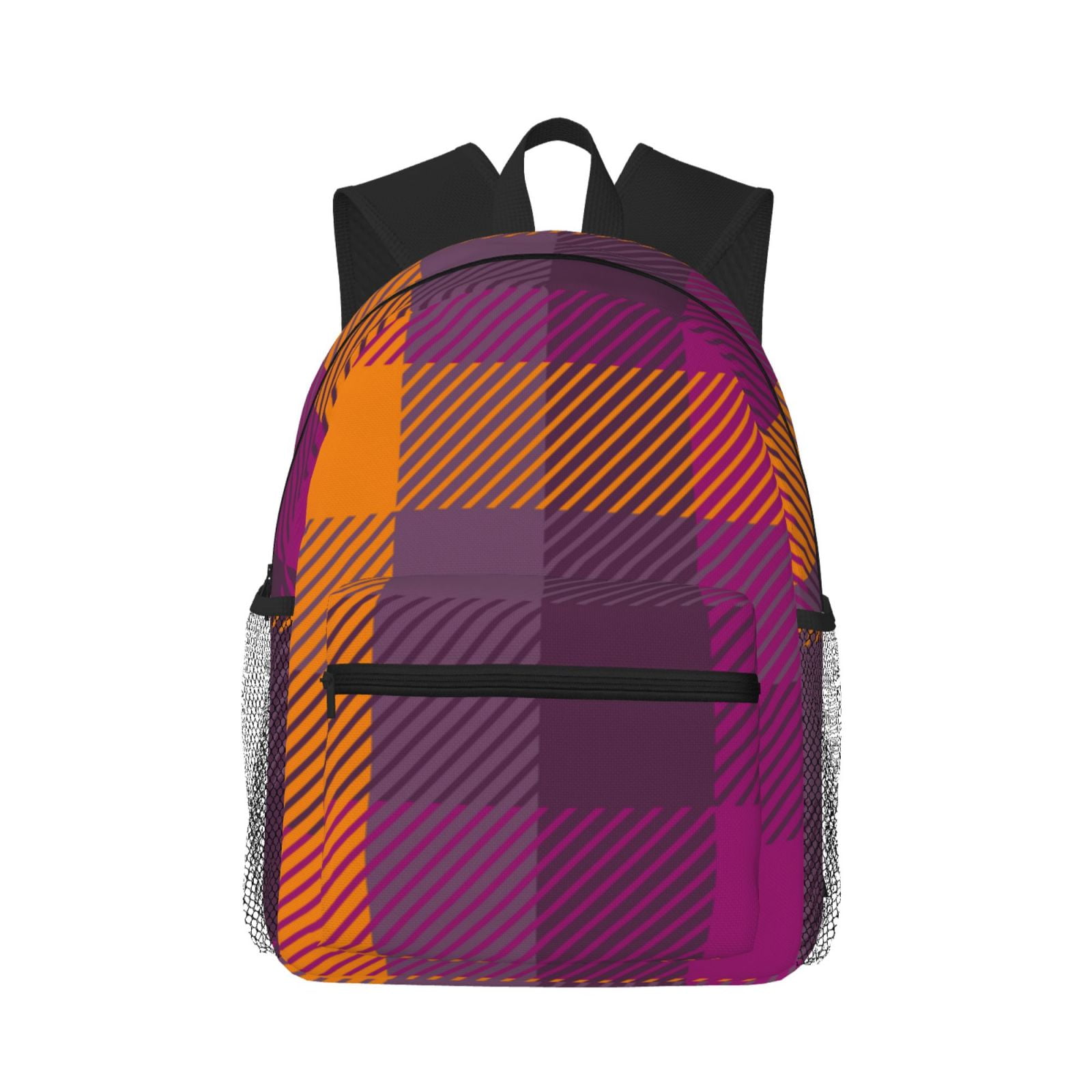 Easygdp Purple Yellow Buffalo Plaid Casual Laptop Backpack, Large ...
