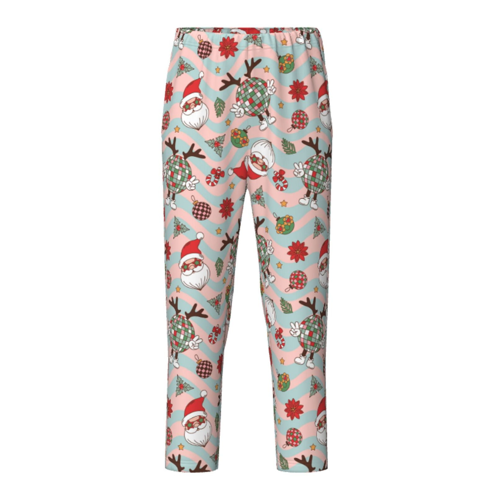 Easygdp Quirky Santa Reindeer Retro Wave Boys Girls Pajama Pants Long ...