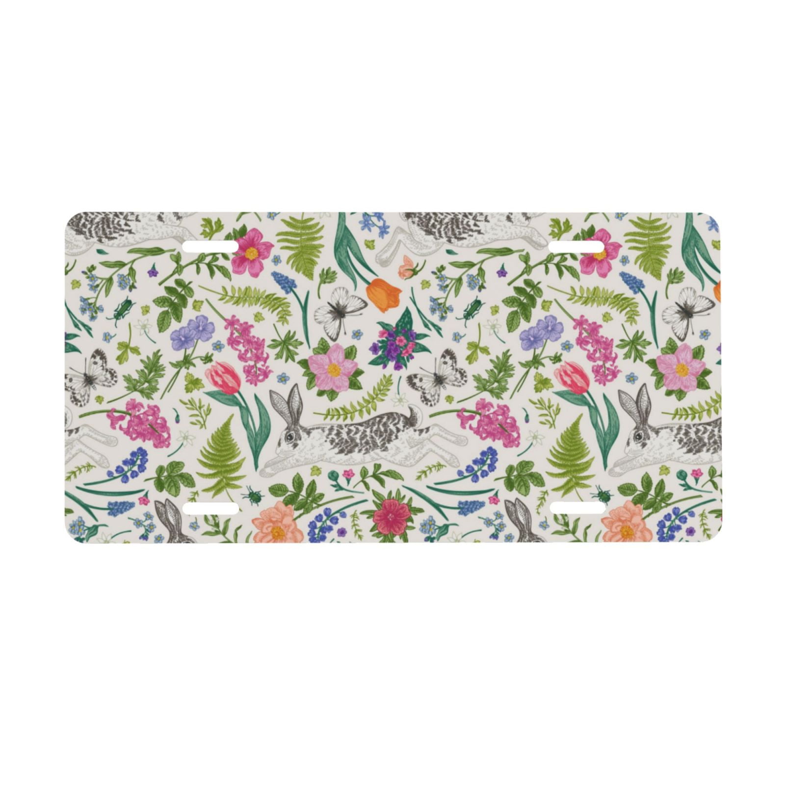 Easygdp Rabbit And Butterfly License Plate Car Front License Plate Car ...