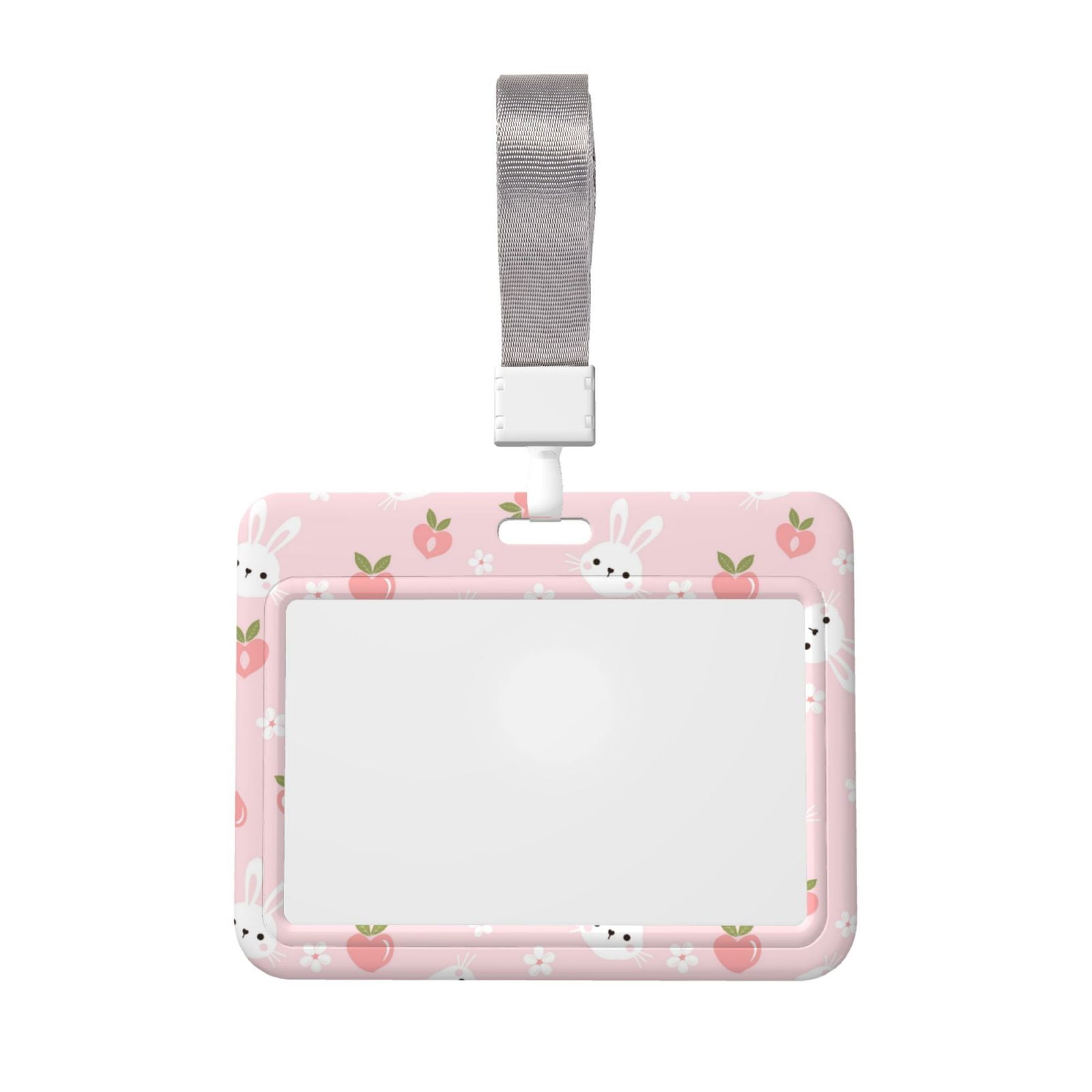Easygdp Rabbit And Peach Card Badge Holder Work Badge Sleeve for Office ...