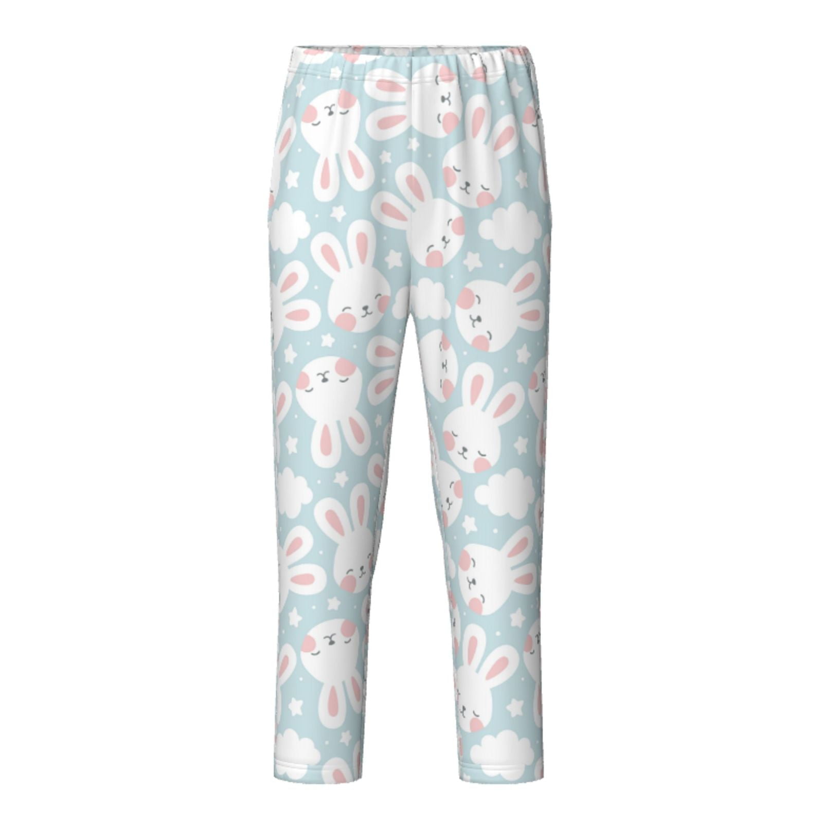 Easygdp Rabbit And Star Boys Girls Pajama Pants Long Sleep Pants Waist ...