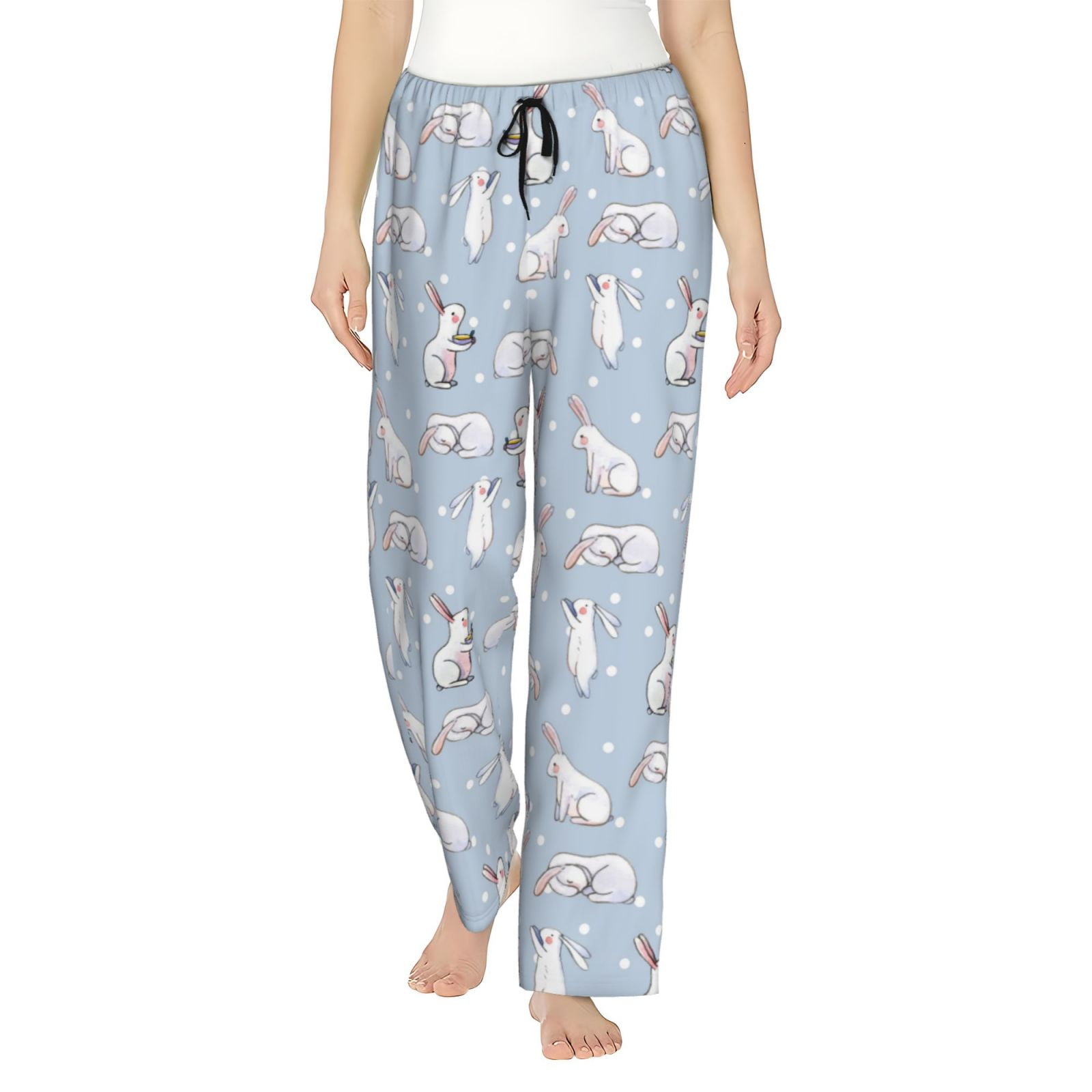 Easygdp Rabbit Is Eating Carrots Women's Drawstring Pajama Pants ...