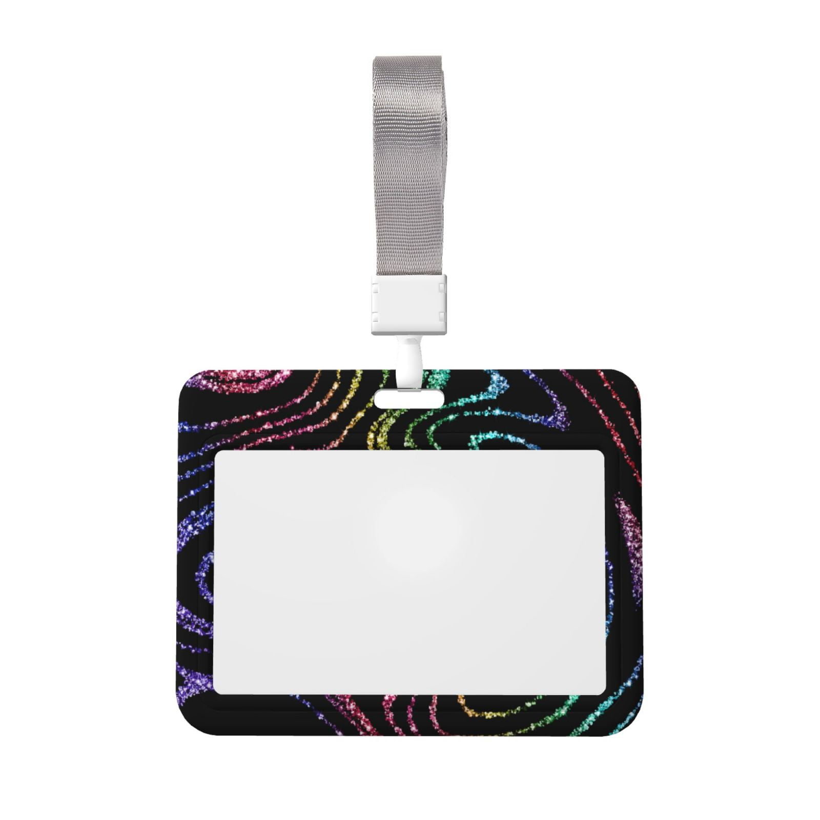 Easygdp Rainbow Glitter Card Badge Holder Work Badge Sleeve for Office ...