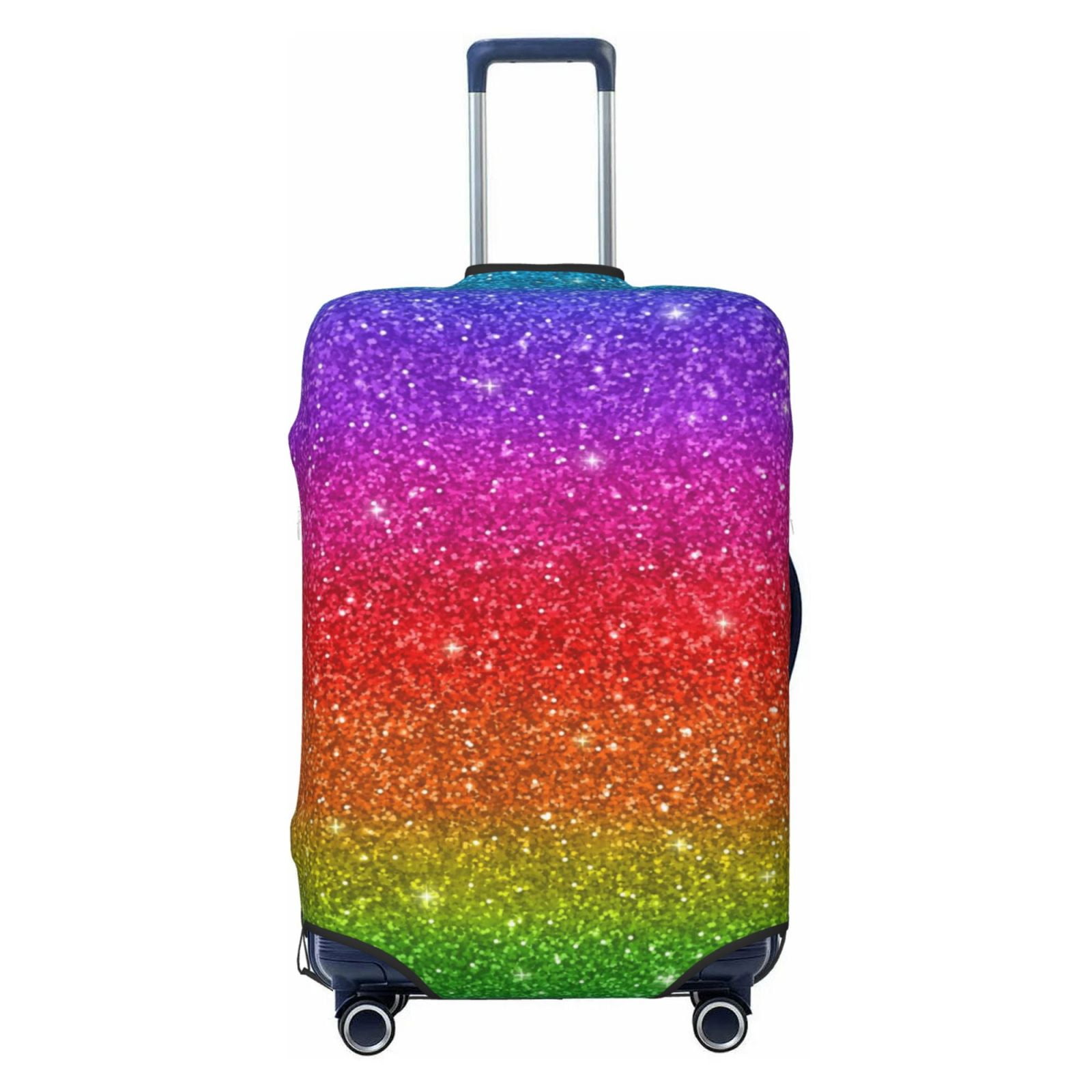 Easygdp Rainbow Glitter Print Elastic and Washable Suitcase Protective ...